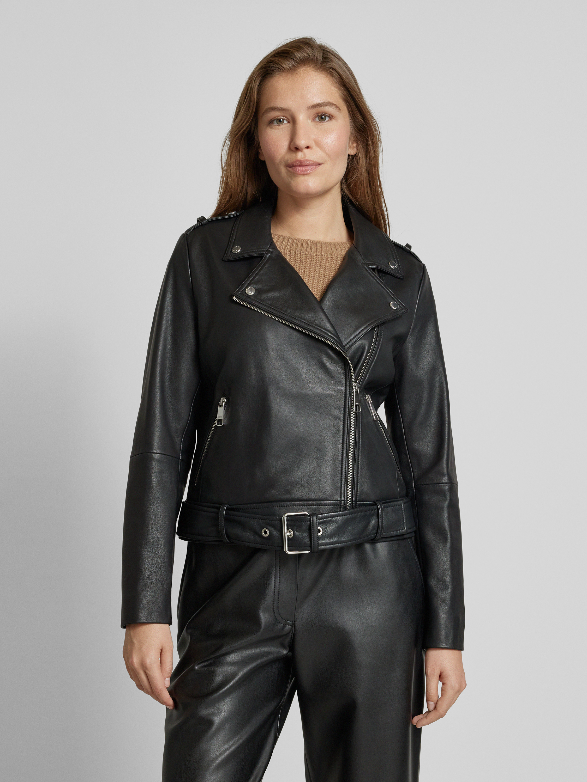 BOSS Orange Lederjacke mit Reißverschlusstaschen Modell 'Sameli' (black ...