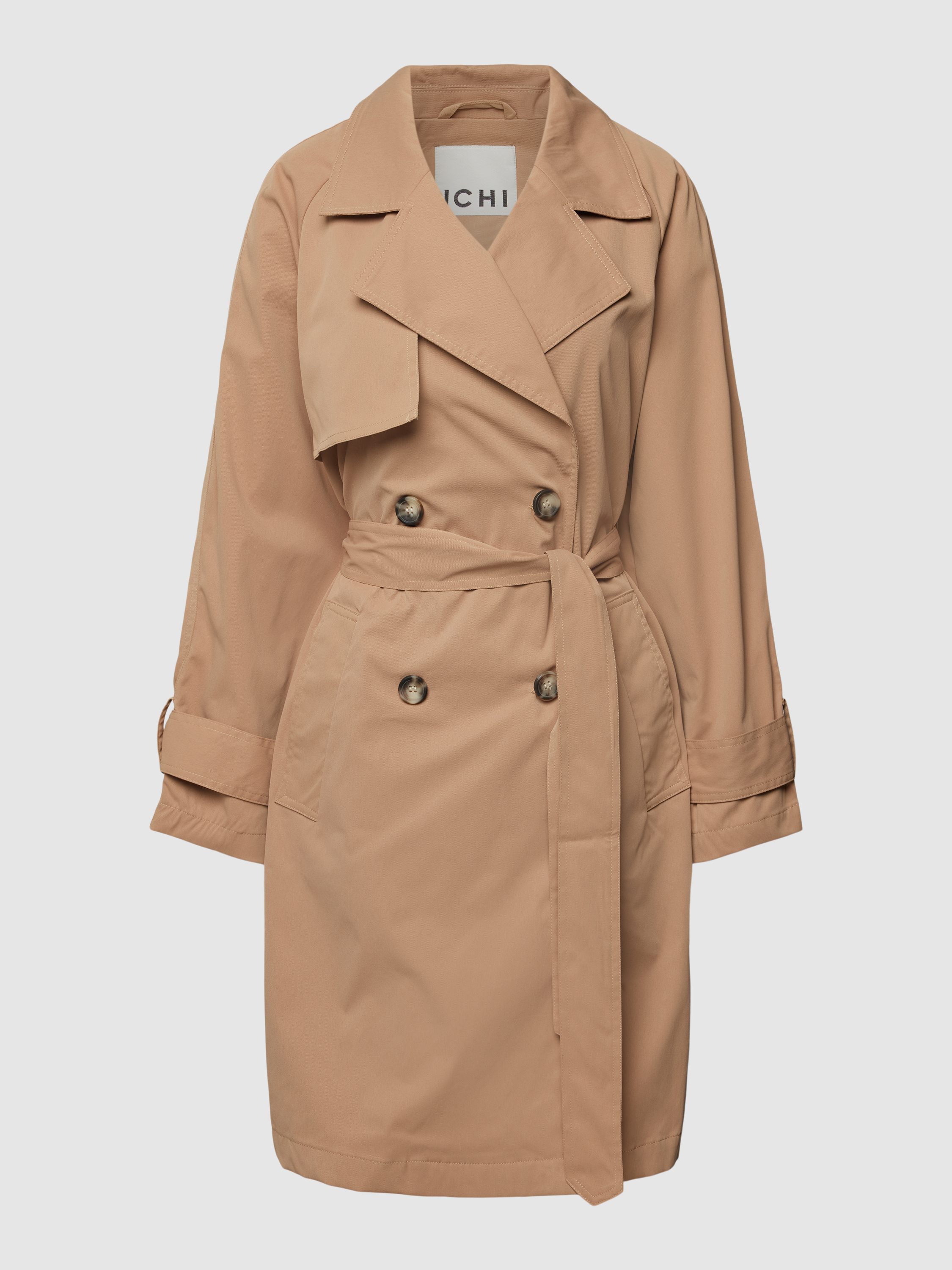 ICHI Lange jas met reverskraag, model 'Elova' in camel online kopen | P&C