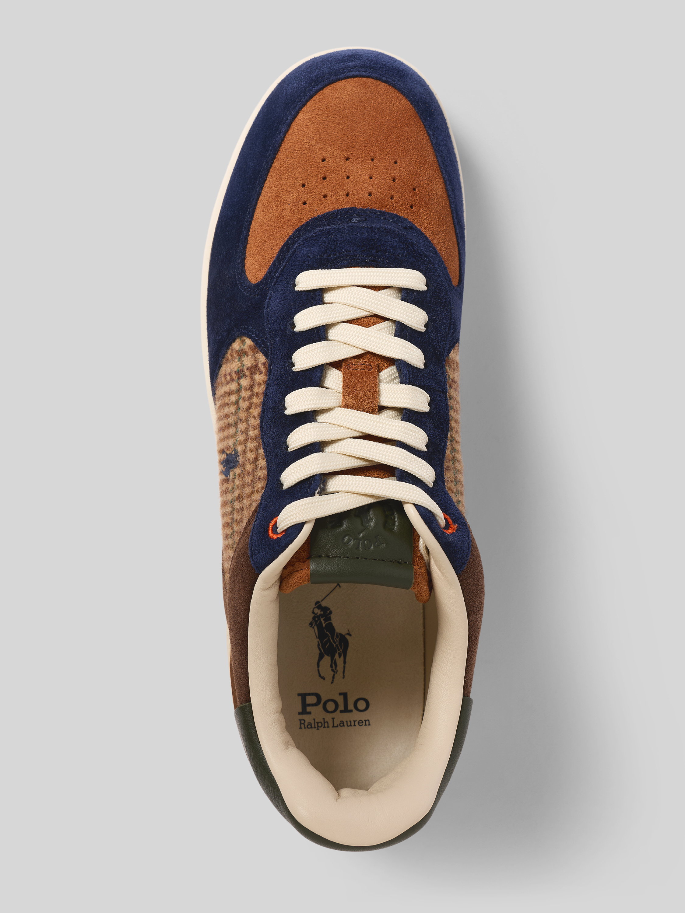 Polo Ralph Lauren Sneakers met labelstitching, model 'VARICK' in beige ...