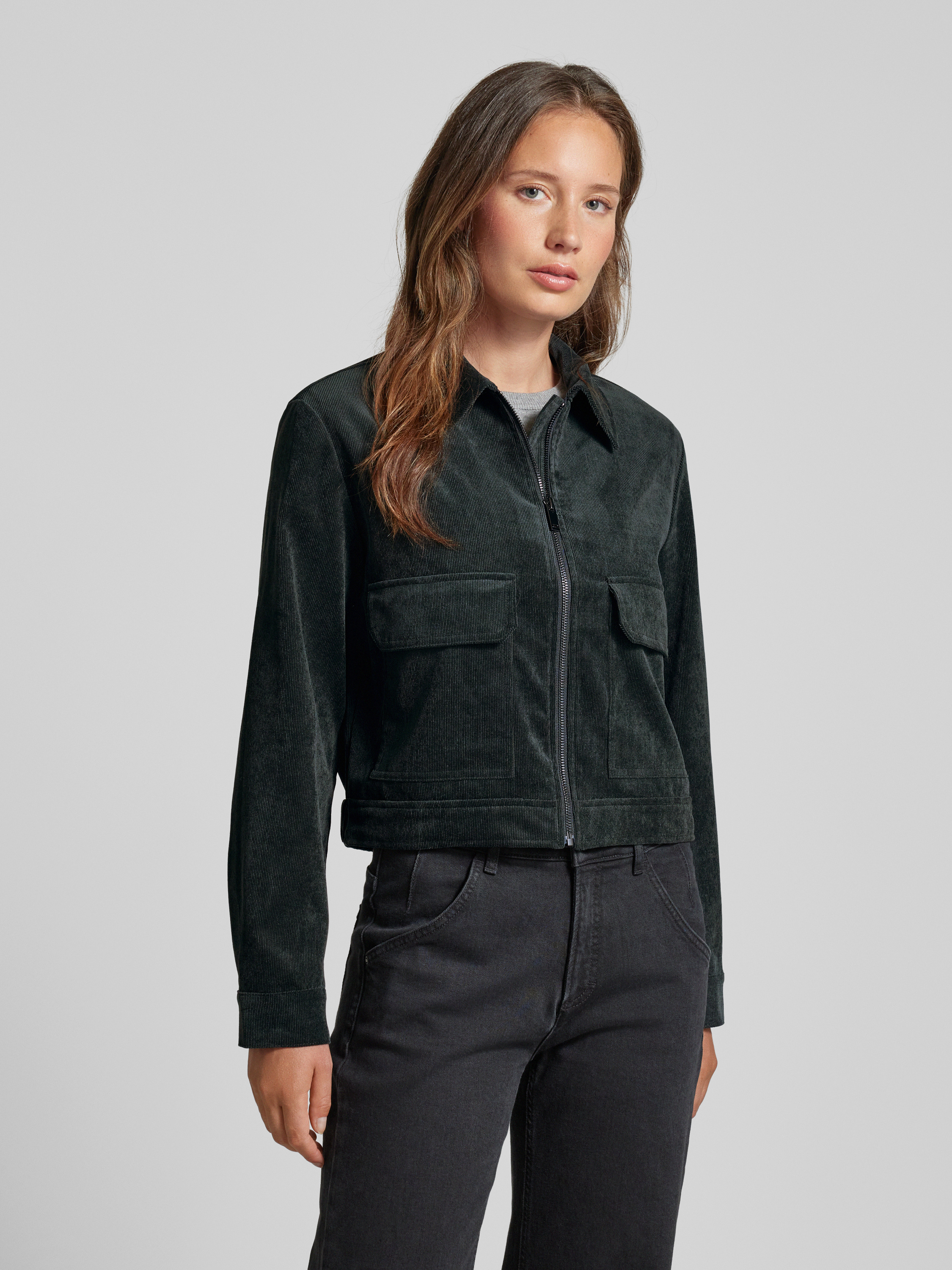 OPUS Jack met platte kraag, model 'Hanju' in donkergroen online kopen | P&C