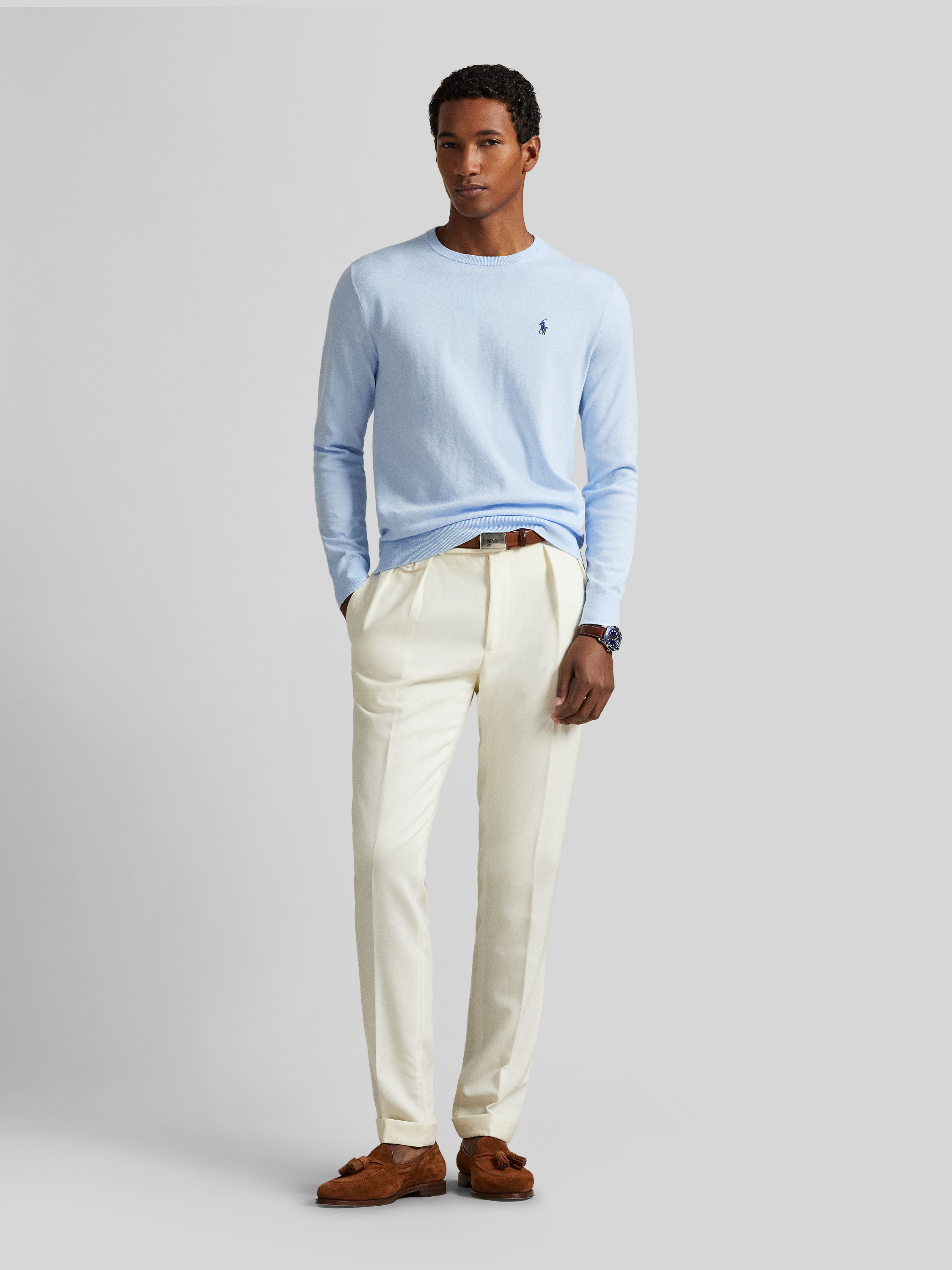 Polo Ralph Lauren Slim Fit Pullover aus reiner Baumwolle (hellblau ...