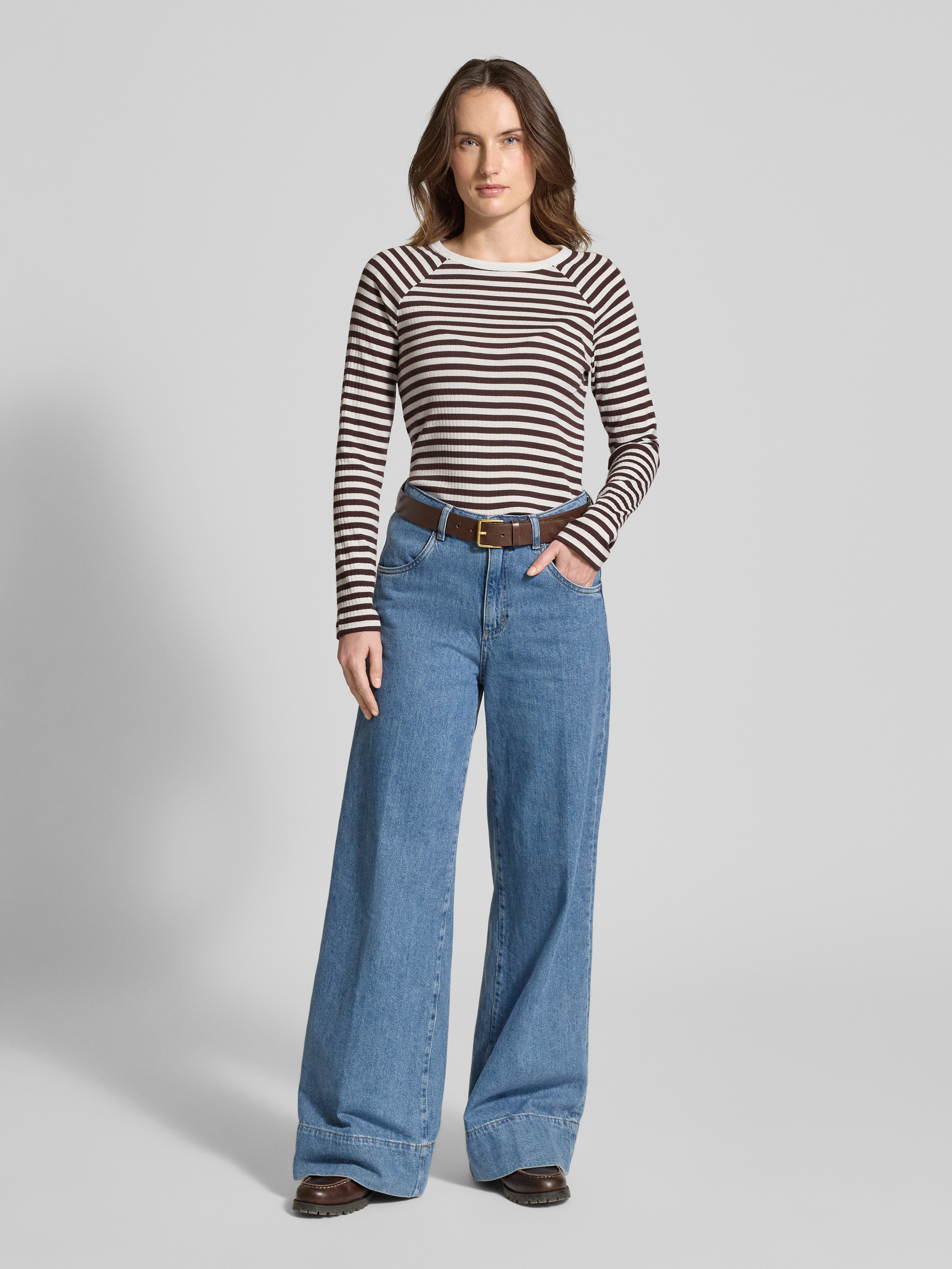 OPUS Slim fit shirt met lange mouwen en ronde hals, model 'Sorka' in ...