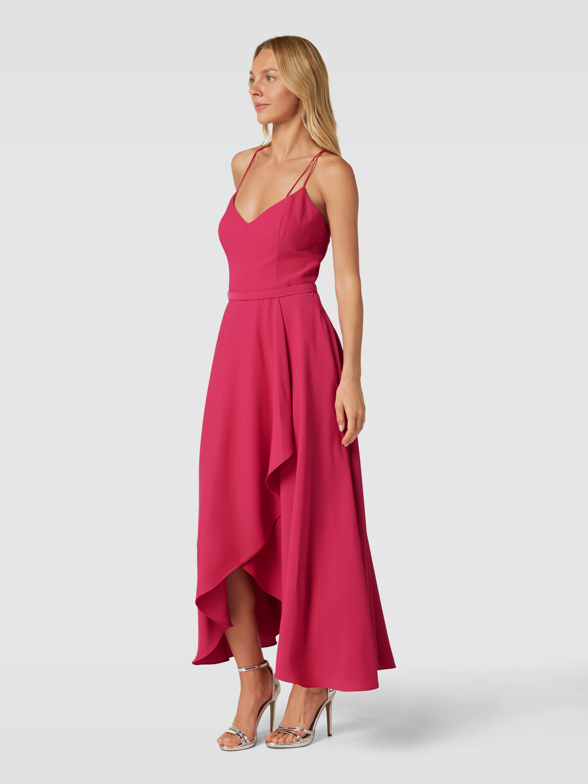 V.M. Abendkleid mit Volantsaum (pink) online kaufen