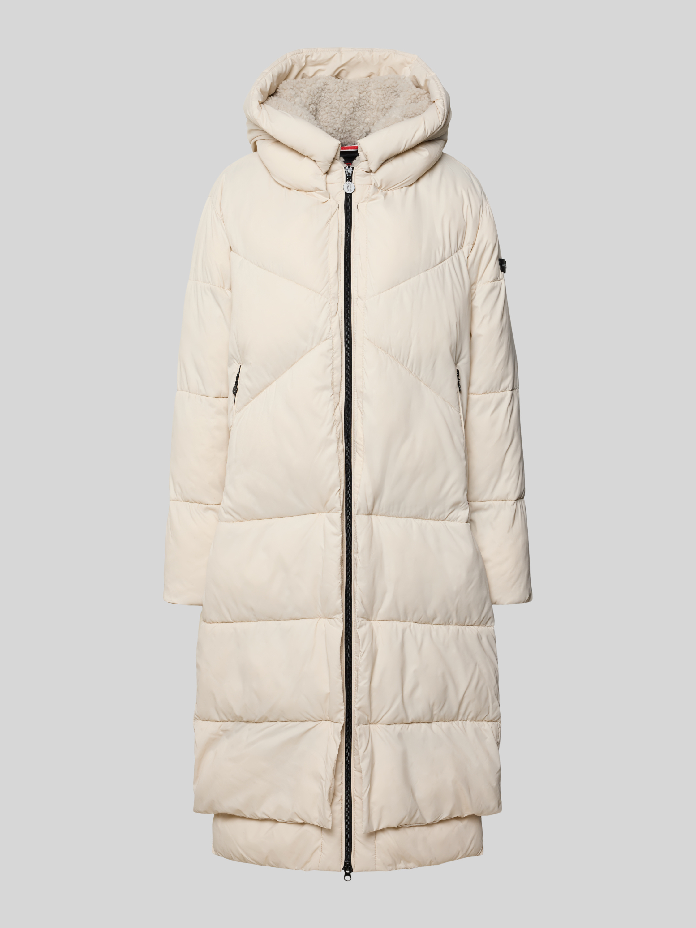 Frieda & Freddies Gewatteerde lange jas met ritszakken, model ...