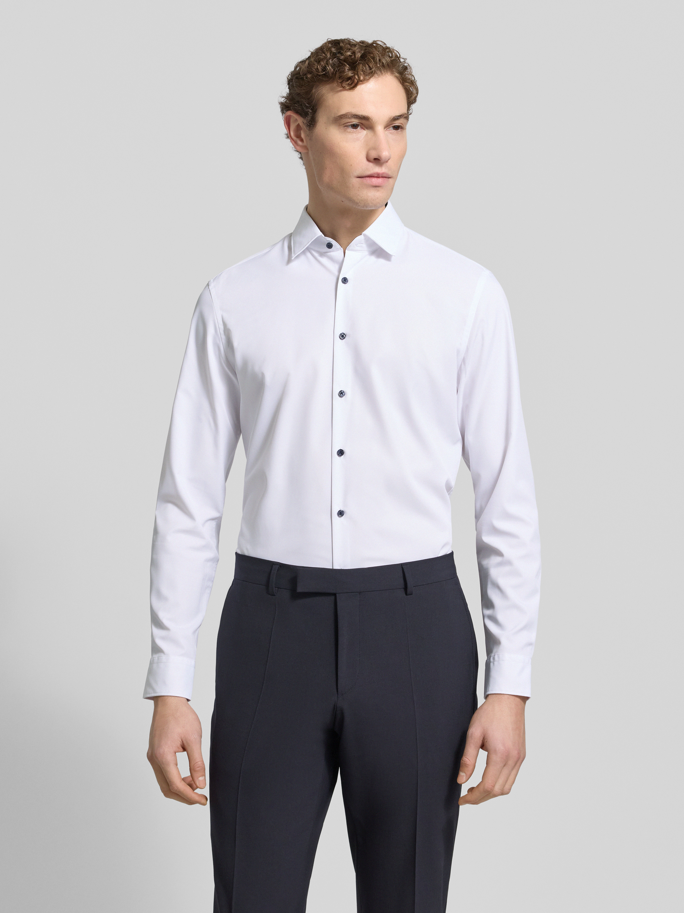 Jake*s Slim fit zakelijk overhemd met stretch in wit online kopen | P&C