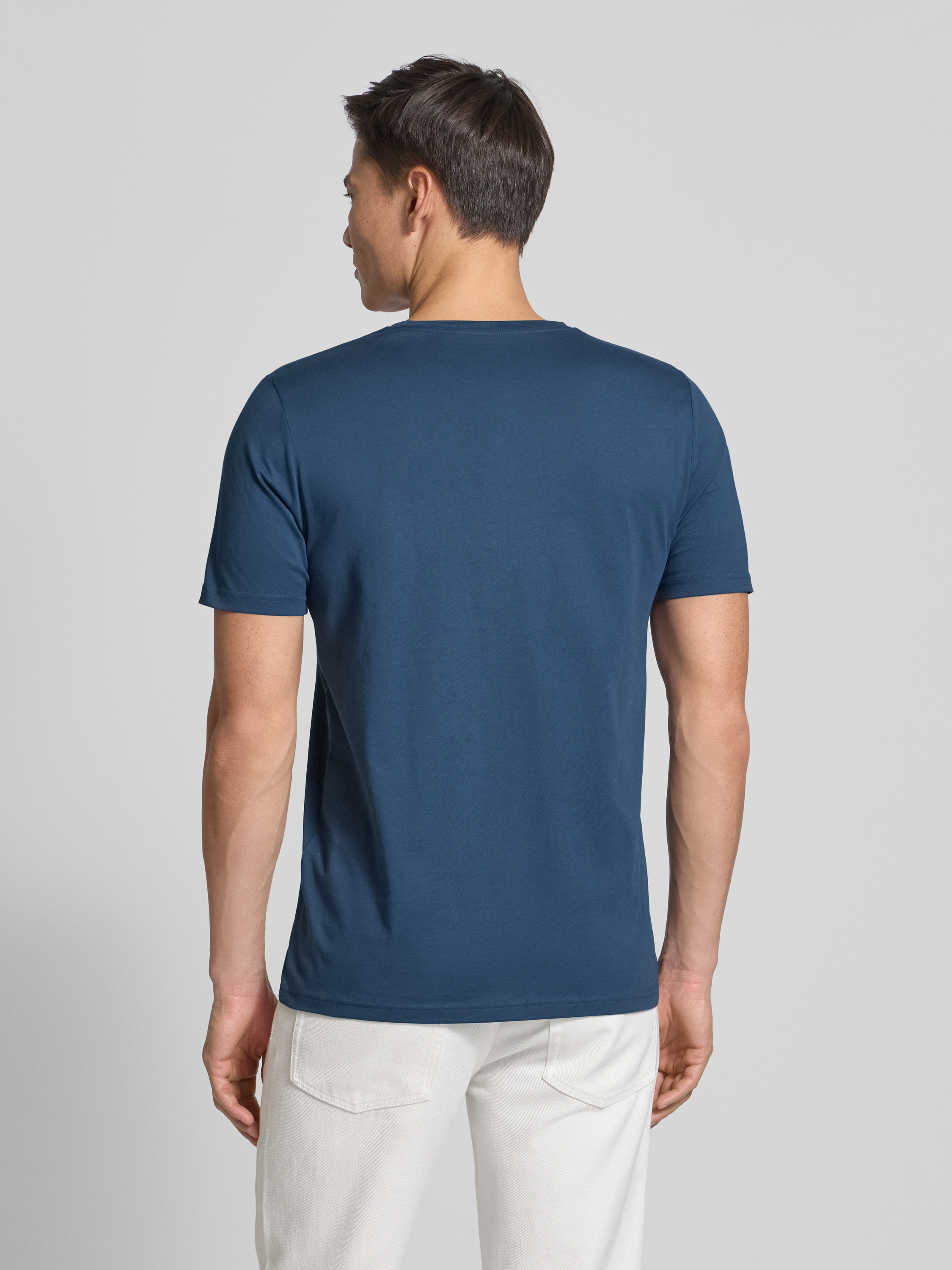 Fynch-Hatton T-Shirt mit Label-Stitching (dunkelblau) online kaufen