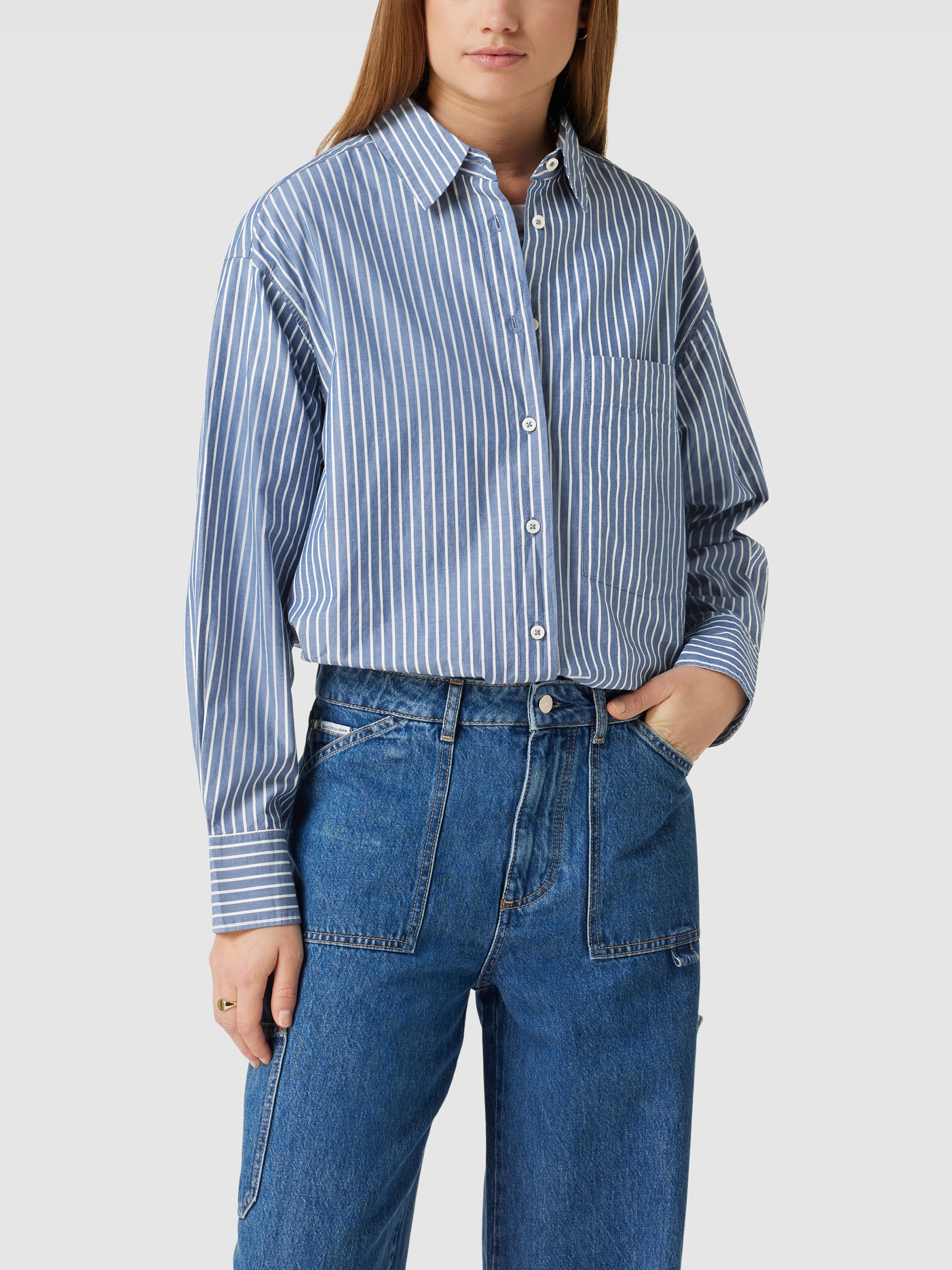Marc O'Polo Denim Bluse mit Streifenmuster (royal) online kaufen