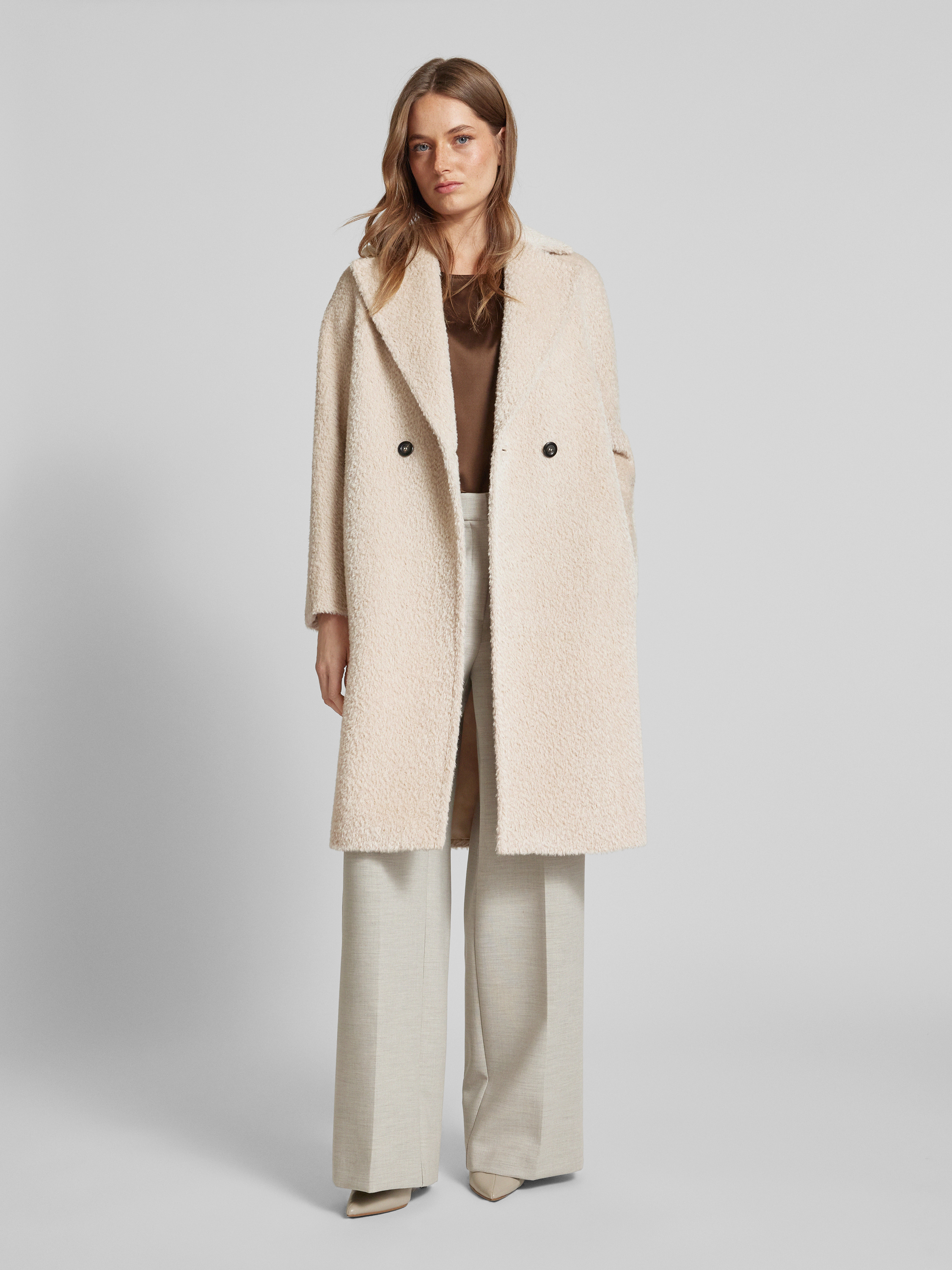 Max Mara Studio Mantel aus Alpaka-Mix mit Reverskragen Modell 'GALANTE' (beige) online kaufen