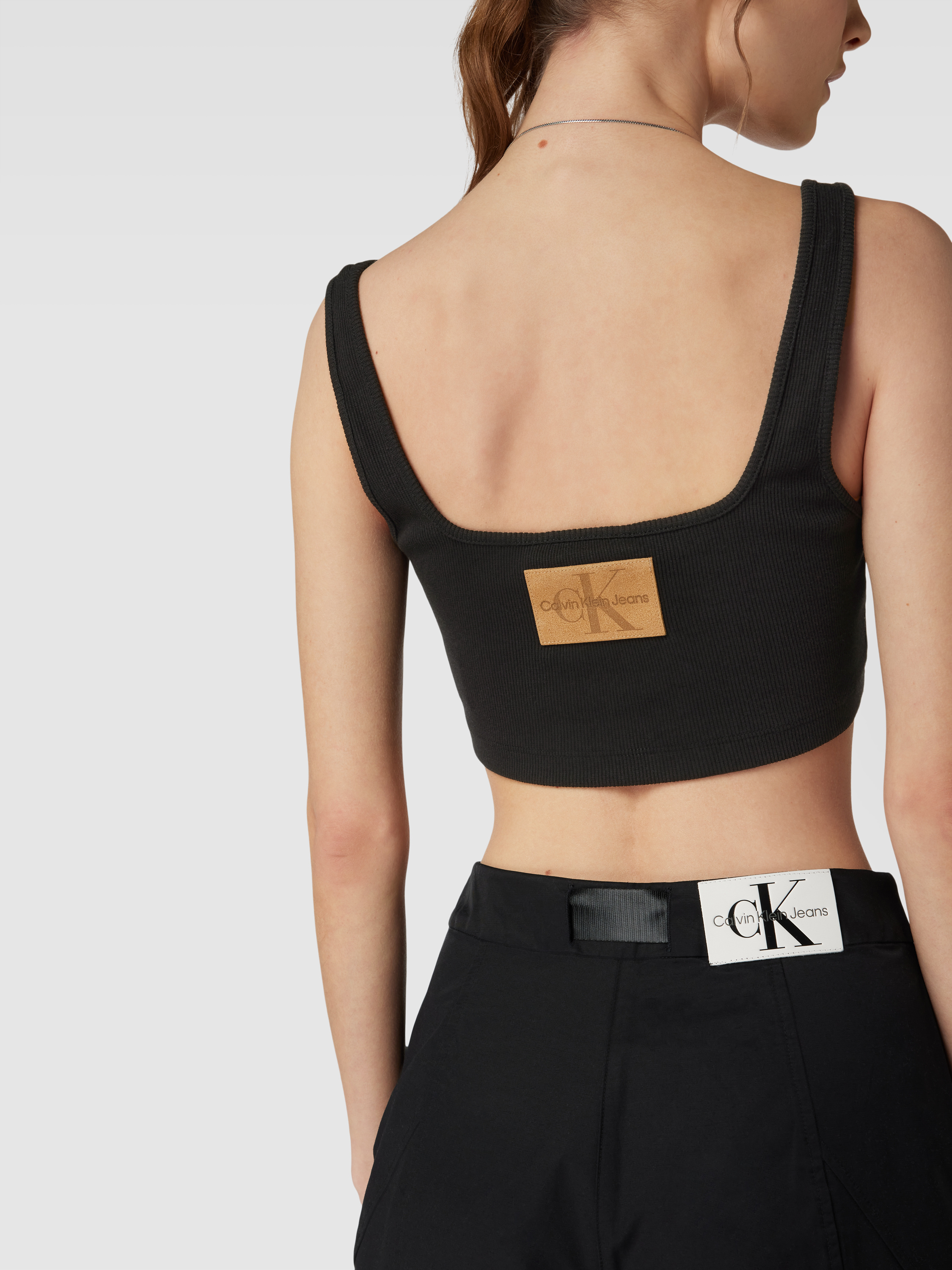 Calvin Klein Jeans Bralette mit Leder-Patch (black) online kaufen