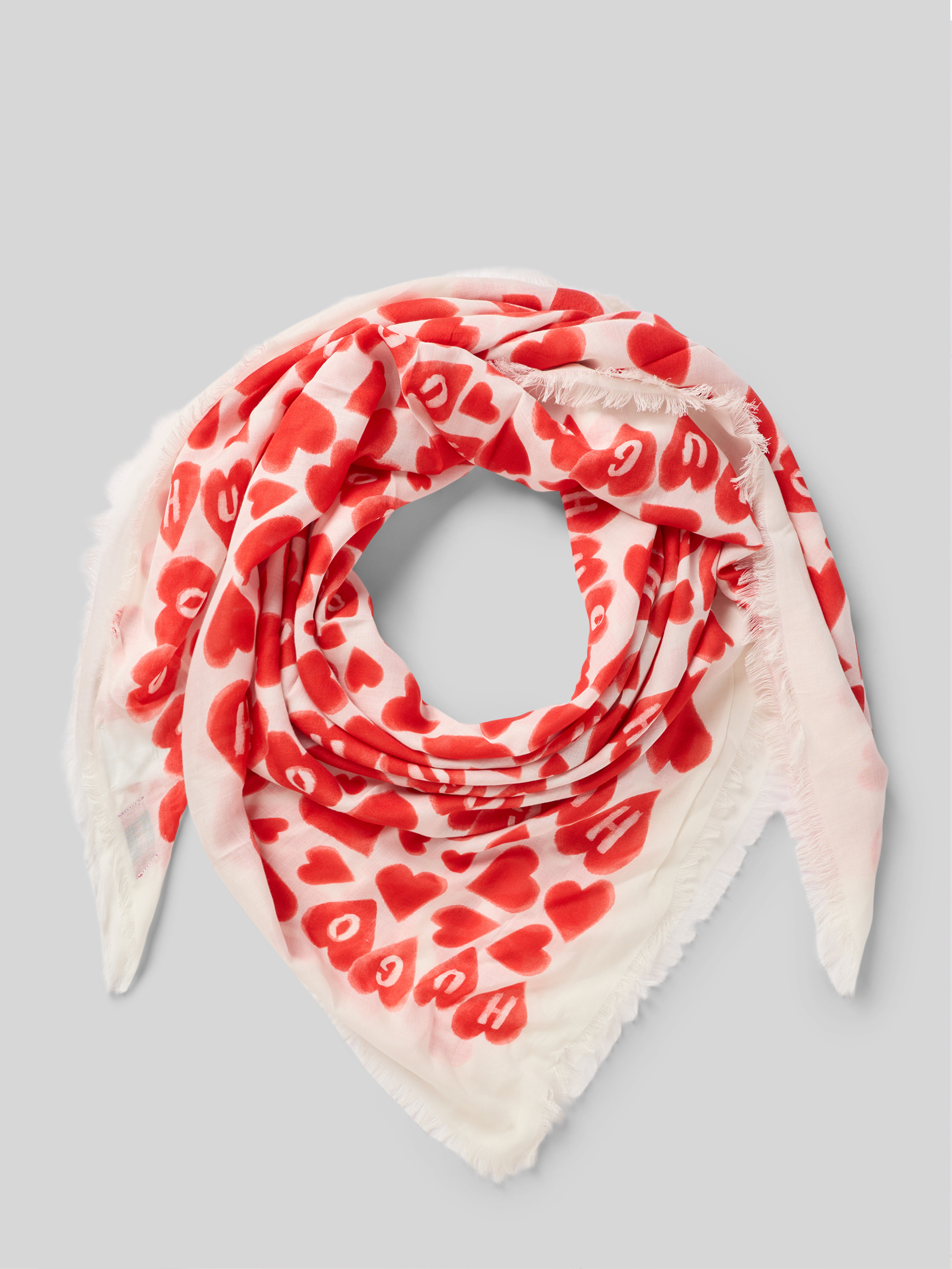 HUGO Sjaal van een mix van modal en katoen, model 'ALYCIA' in offwhite ...