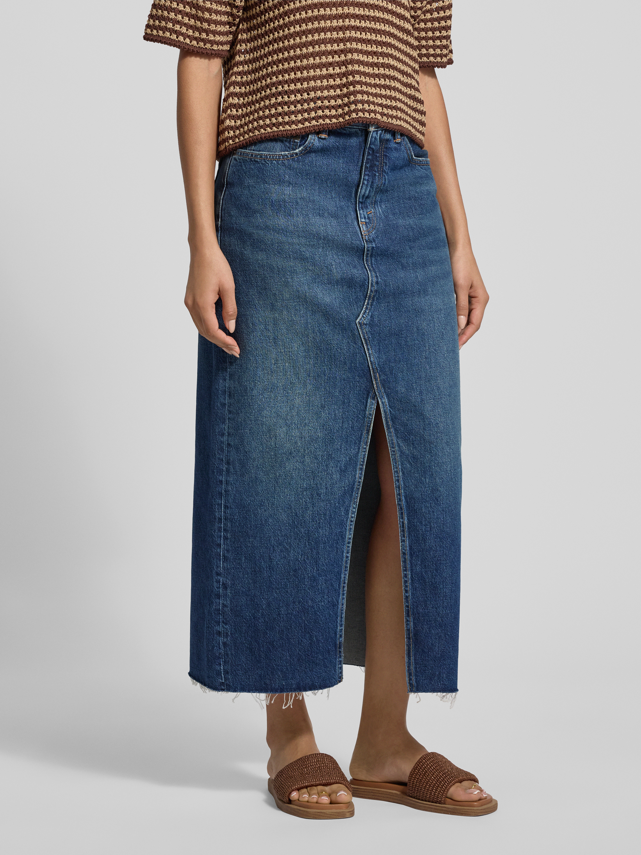 Polo Ralph Lauren Midi-Jeansrock im Used-Look mit Gehschlitz (jeansblau ...