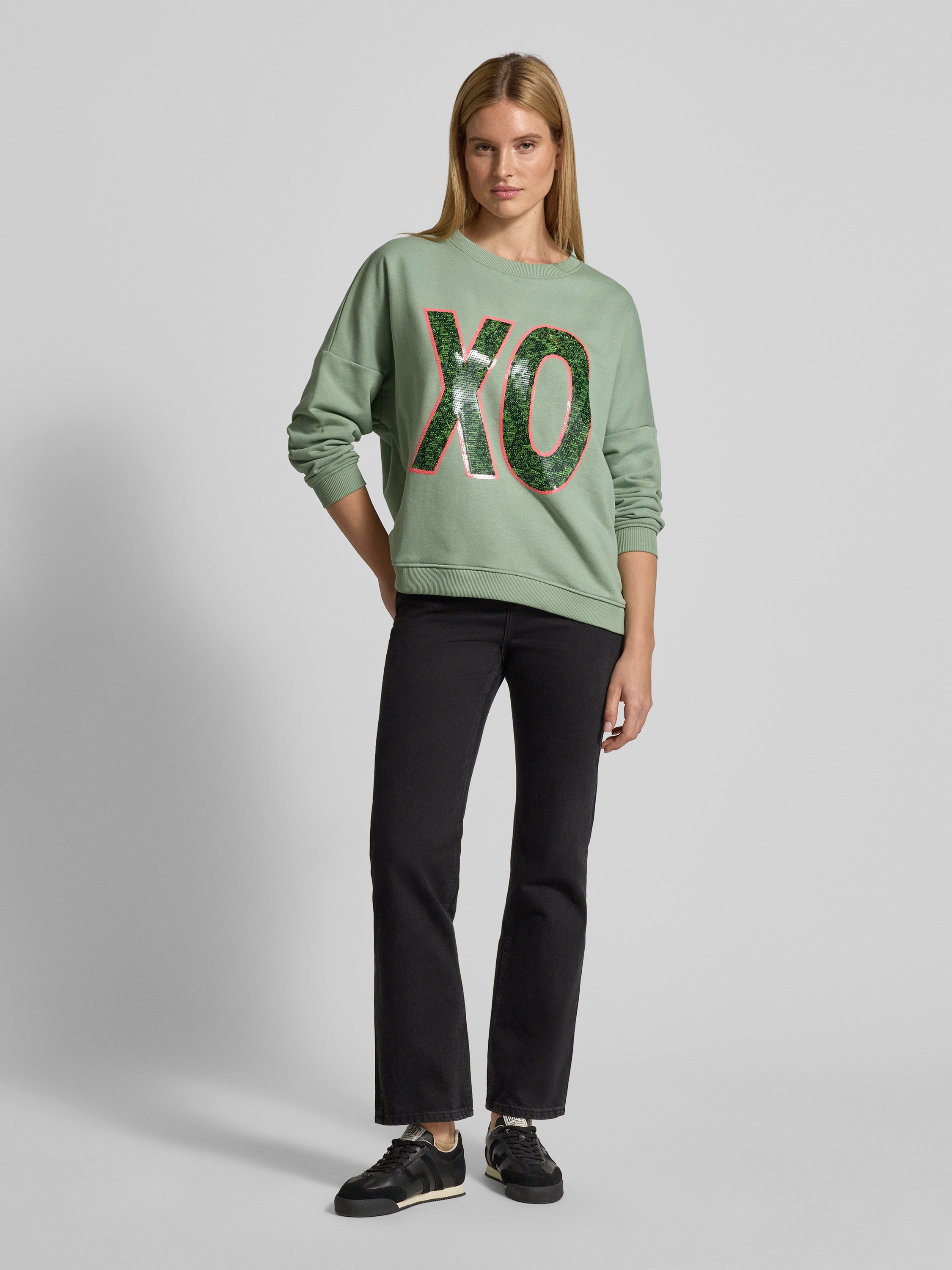miss goodlife Relaxed fit sweatshirt met pailletten, model 'XO' in ...