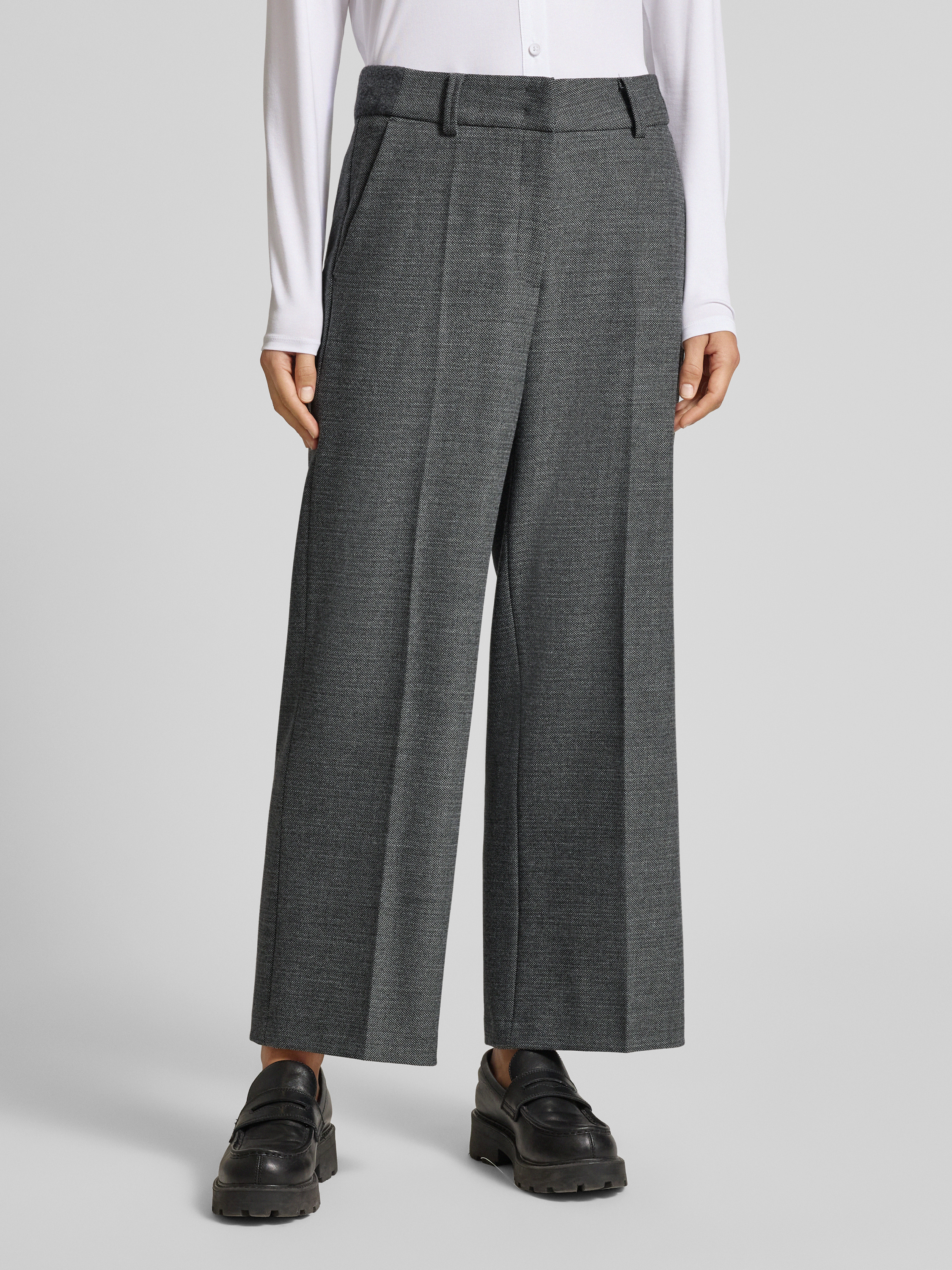 Cambio Wide fit stoffen broek met viscose en wol, model 'California' in ...