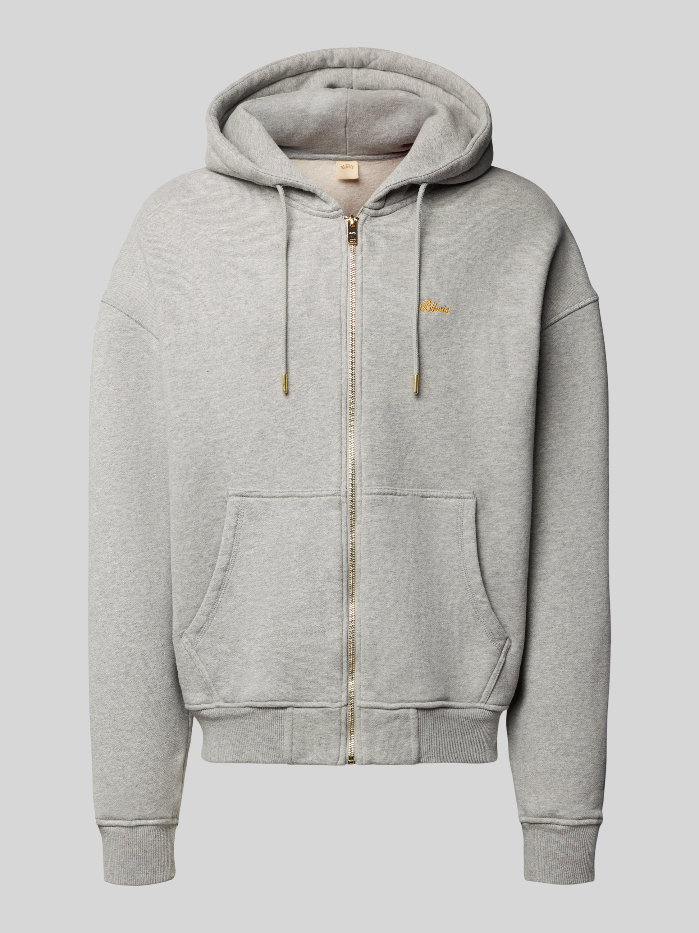 BLKVIS Sweatjacke mit Label-Stitching und Känguru-Tasche (mittelgrau ...