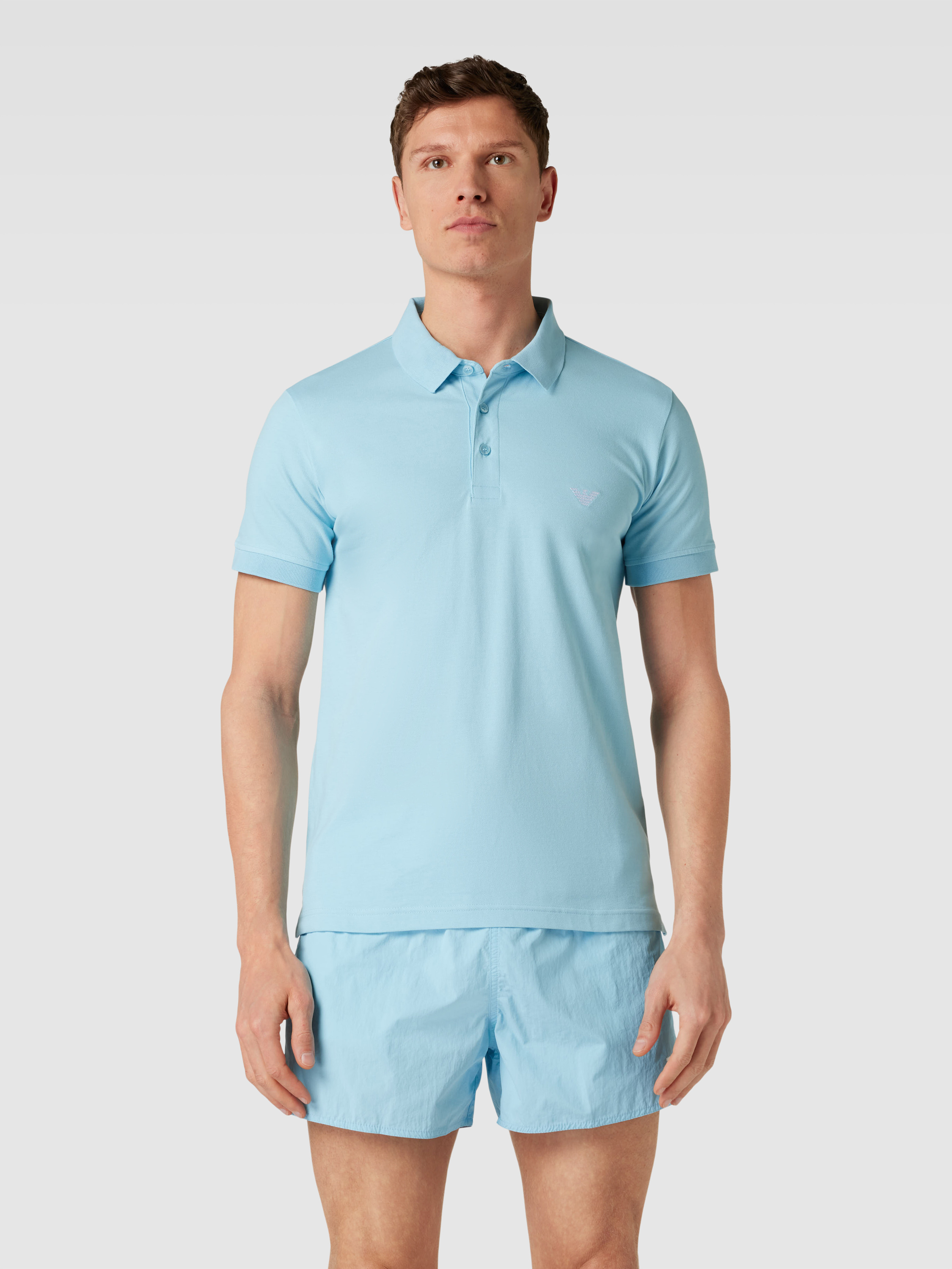 Emporio Armani Poloshirt mit Logo-Stitching Modell 'BROIDERY' (hellblau ...
