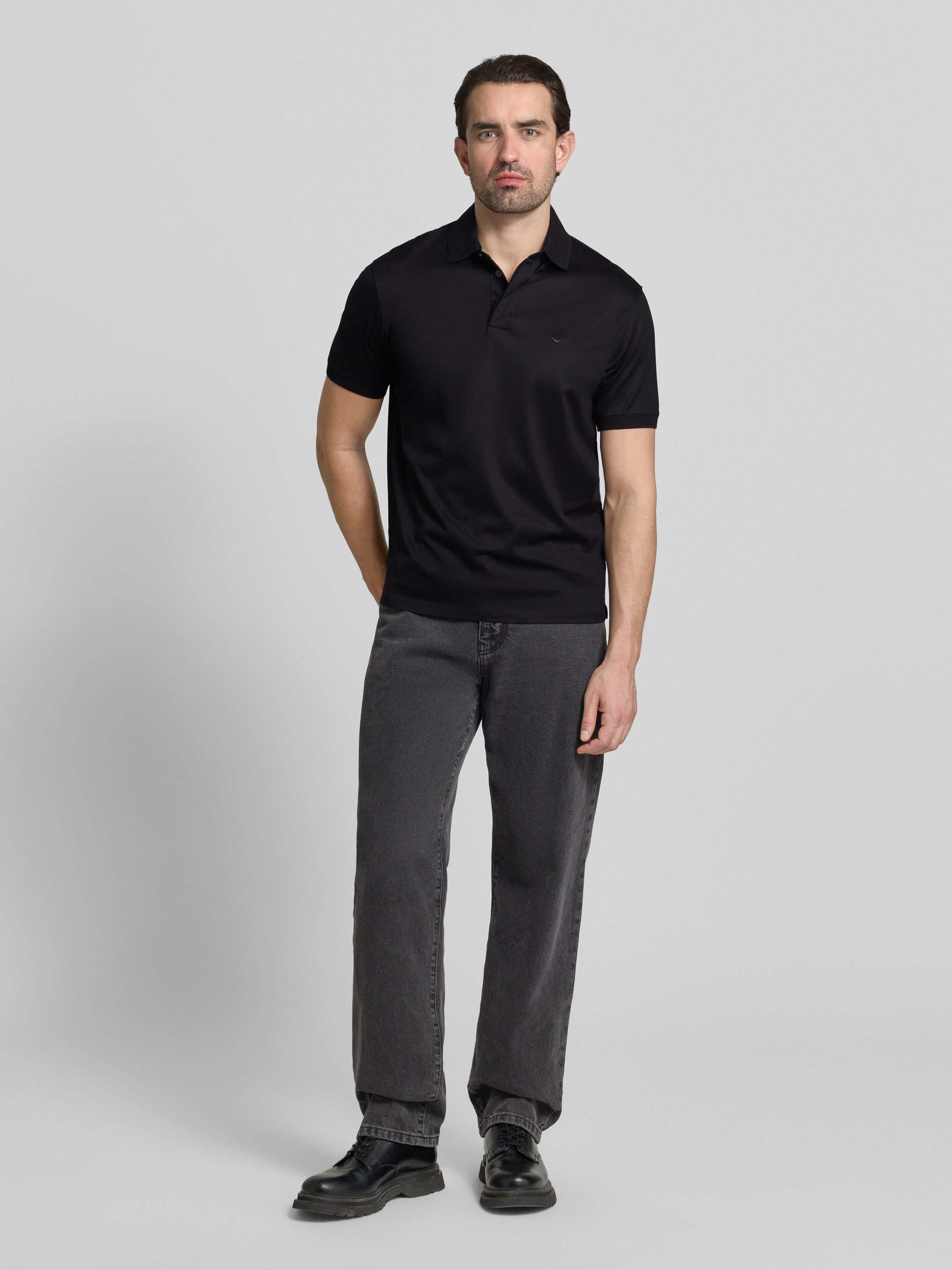 Emporio Armani Poloshirt mit kurzer Knopfleiste (black) online kaufen