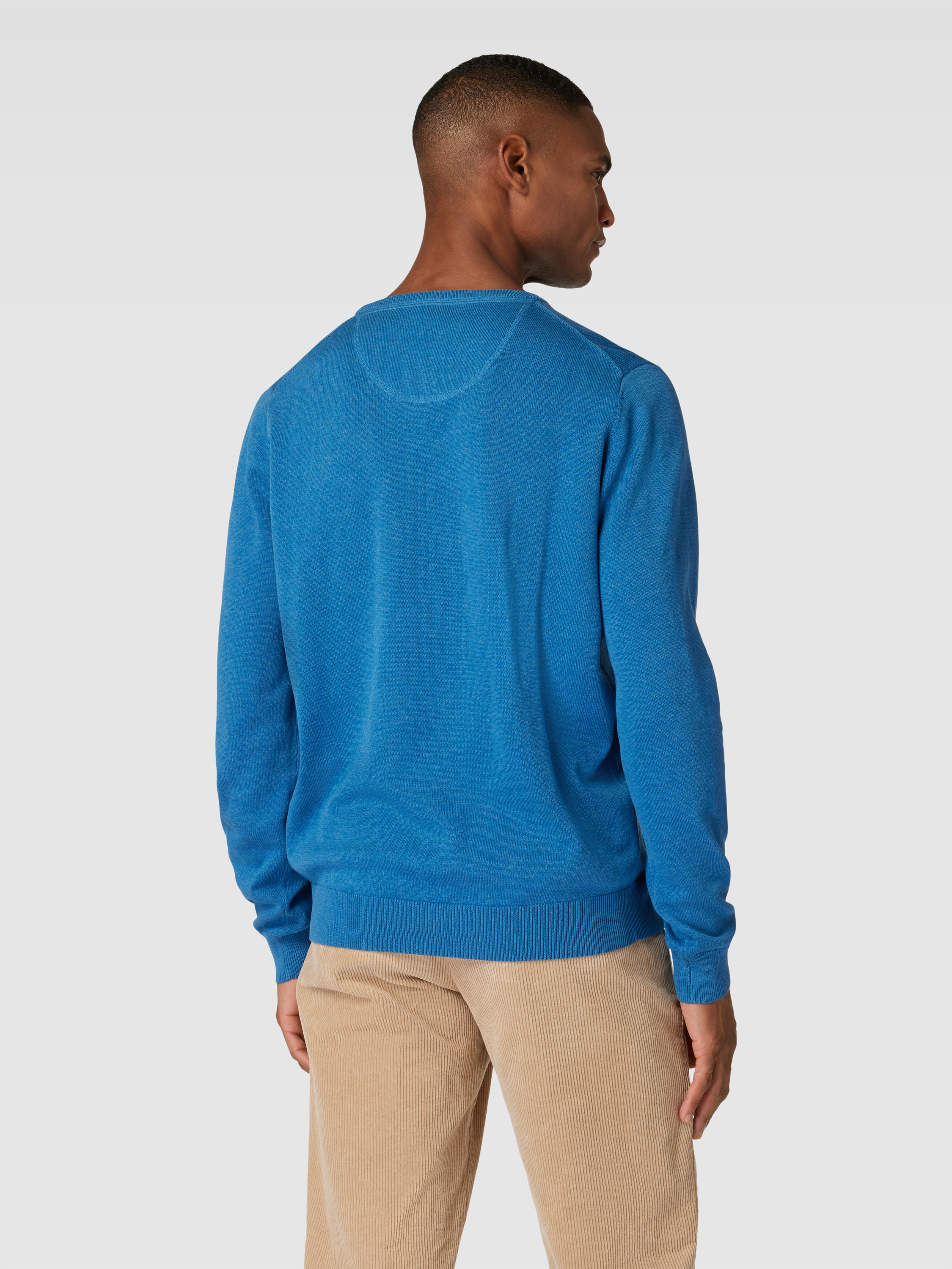 Fynch-Hatton Strickpullover mit Label-Stitching (blau) online kaufen