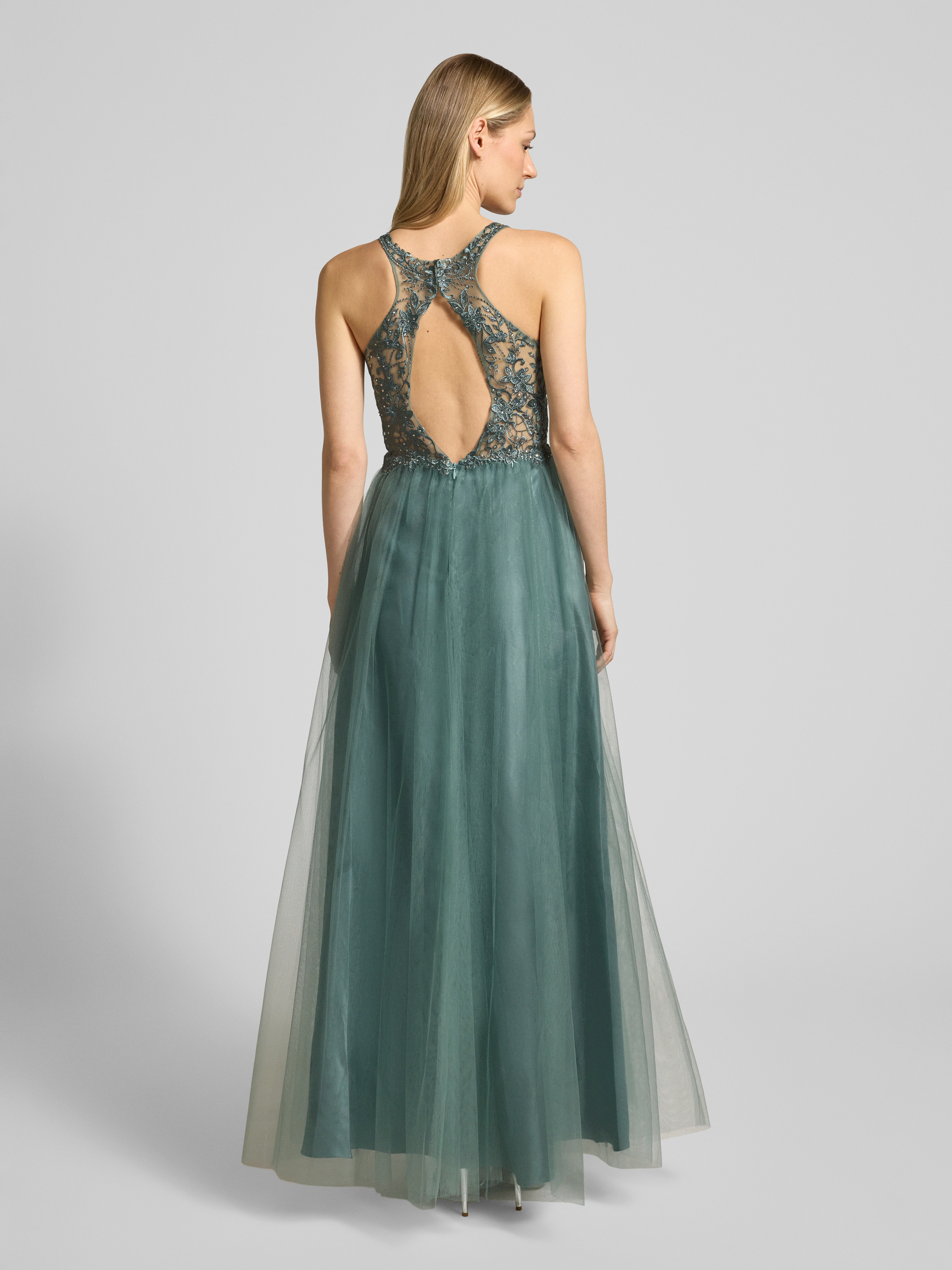 Laona Abendkleid in semitransparentem Design mit Ziersteinbesatz (ocean ...