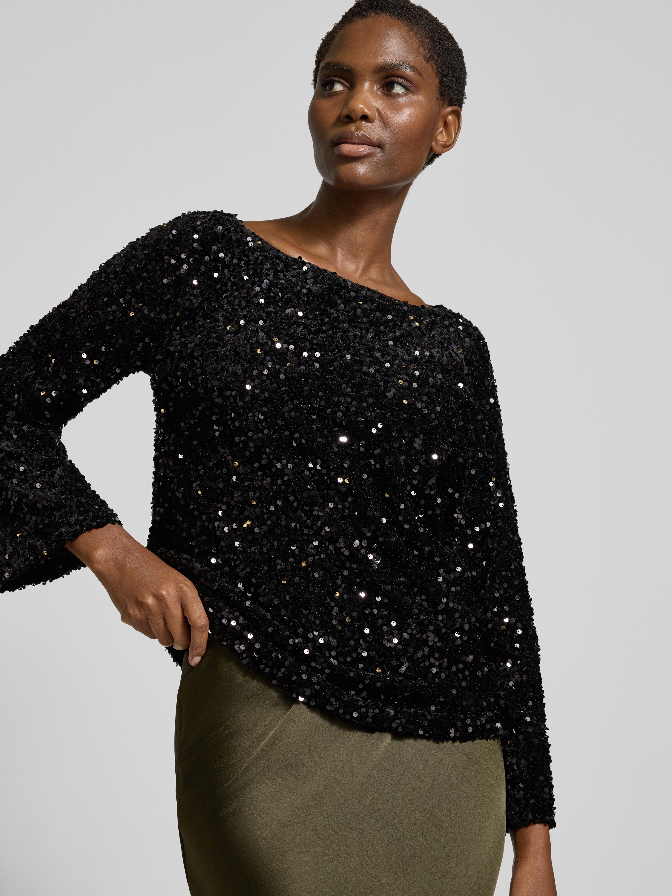 Vila Blouseshirt met pailletten, model 'FAITH' in zwart online kopen | P&C