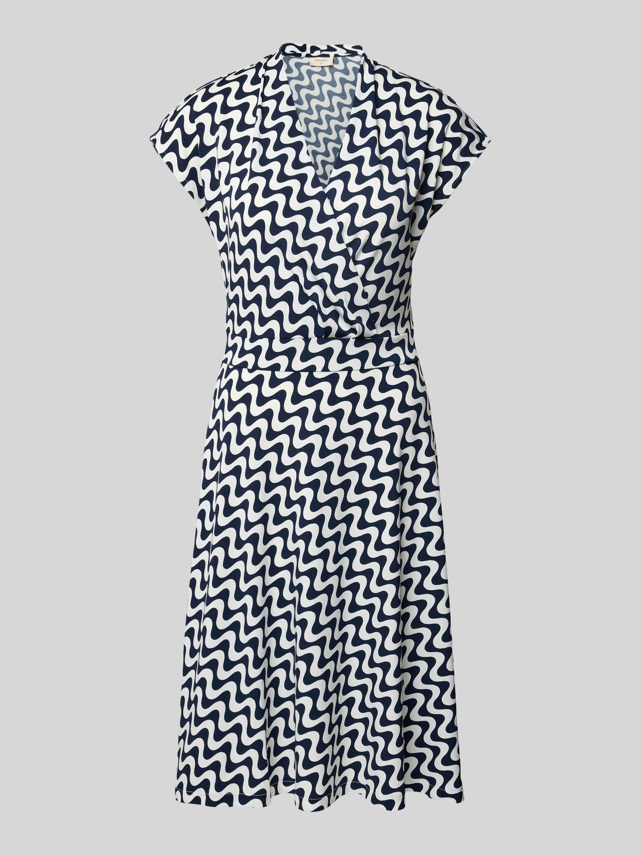 FREE/QUENT Knielange jurk met V-hals, model 'Yrsa' in marineblauw online kopen | P&C