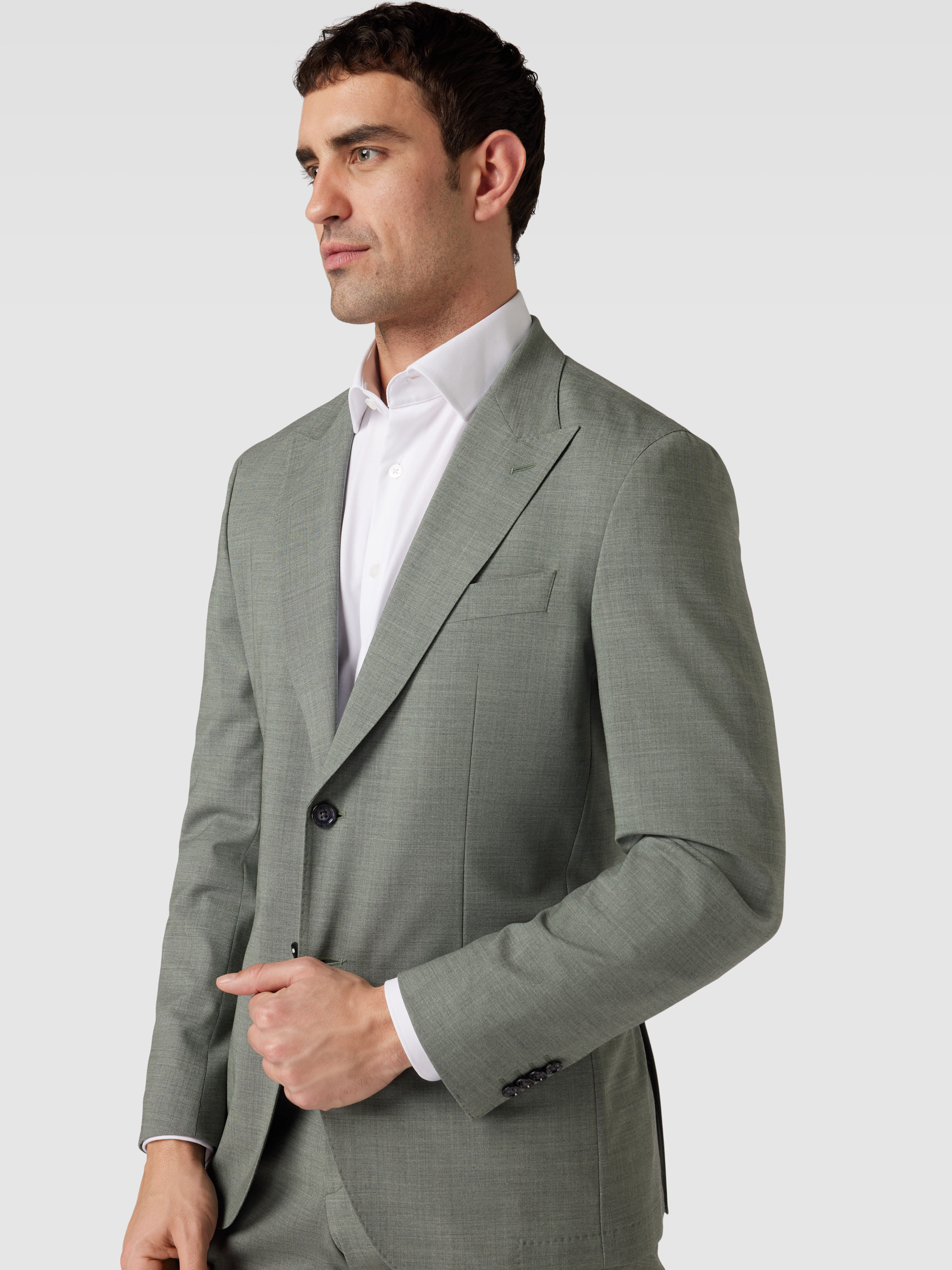 BOSS 2-Knopf-Sakko mit Unifarbenes Design und Kissing Buttons (schilf ...