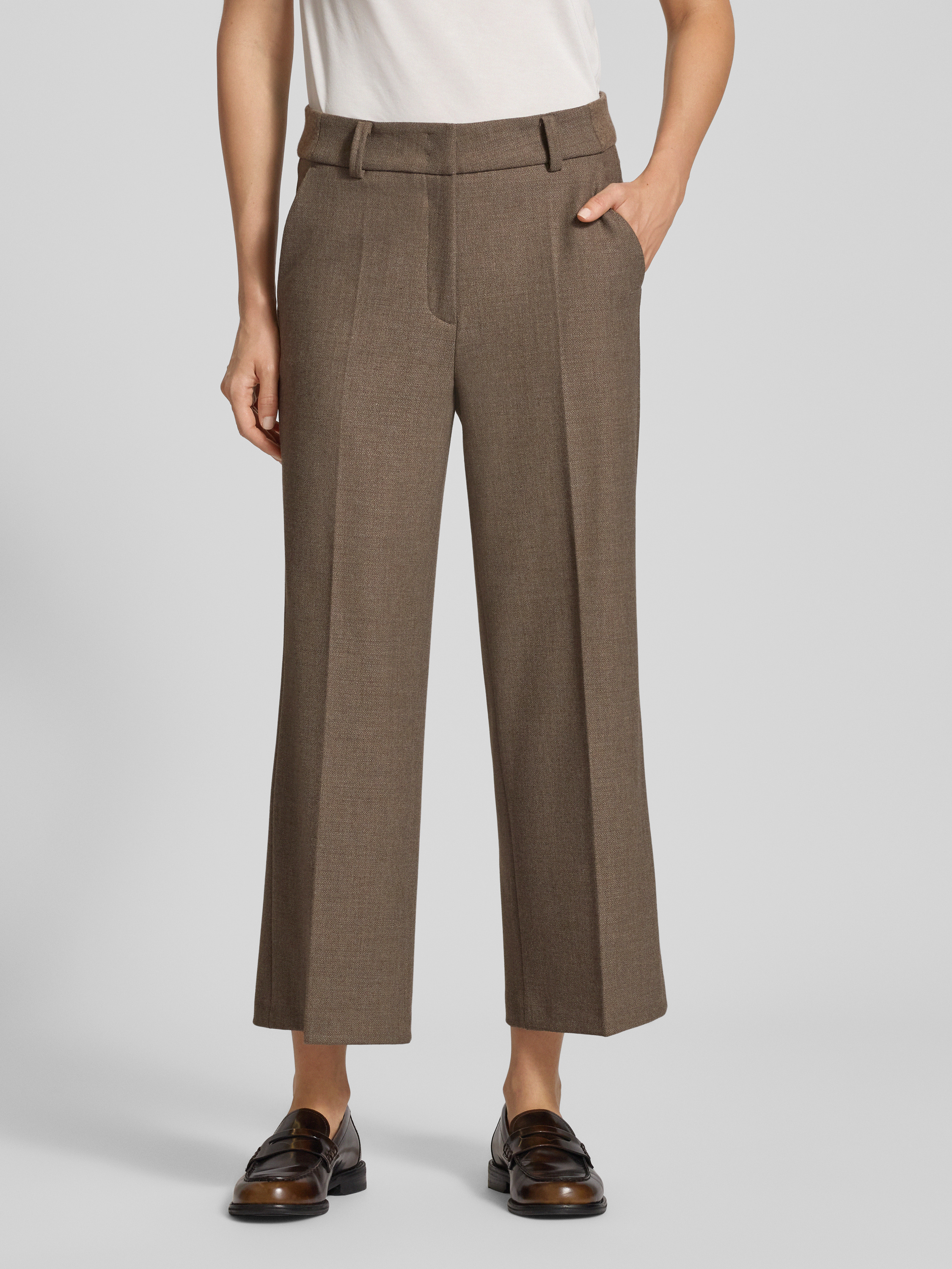 Cambio Wide fit stoffen broek met viscose en wol, model 'California' in ...