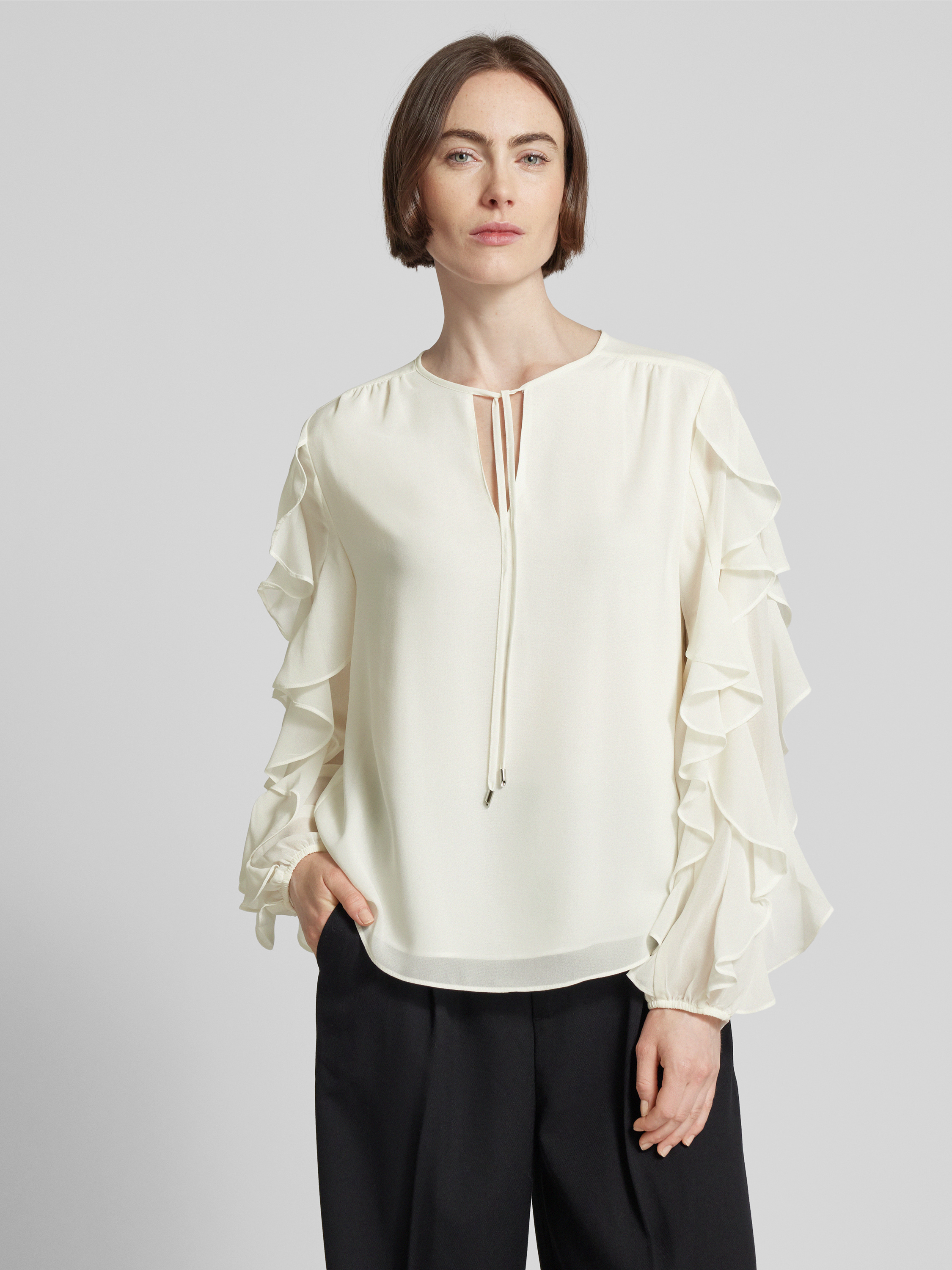 s.Oliver BLACK LABEL Bluse mit Volants (weiss) online kaufen