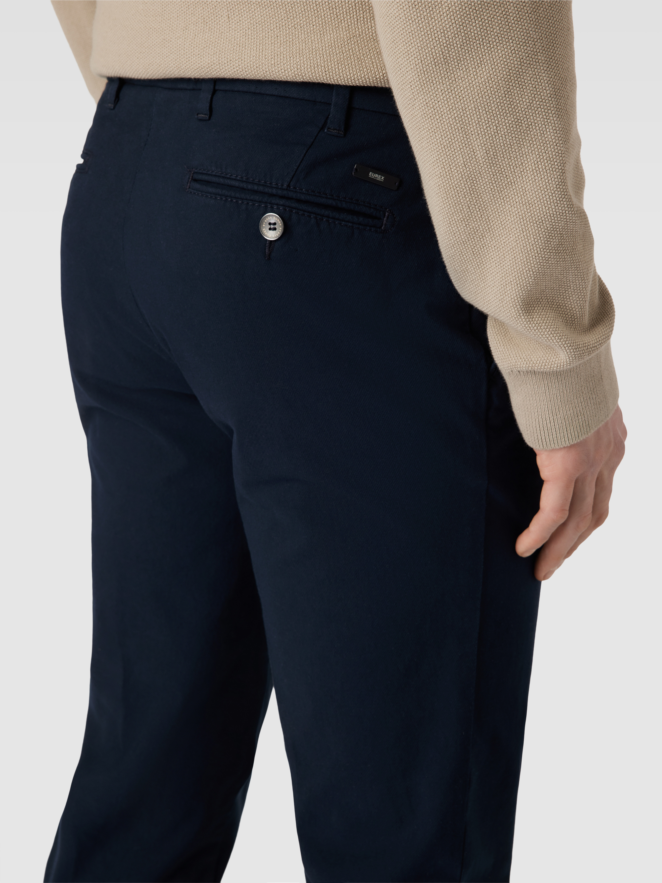 Eurex By Brax Broek met labeldetails, model 'Jonas' in marineblauw ...