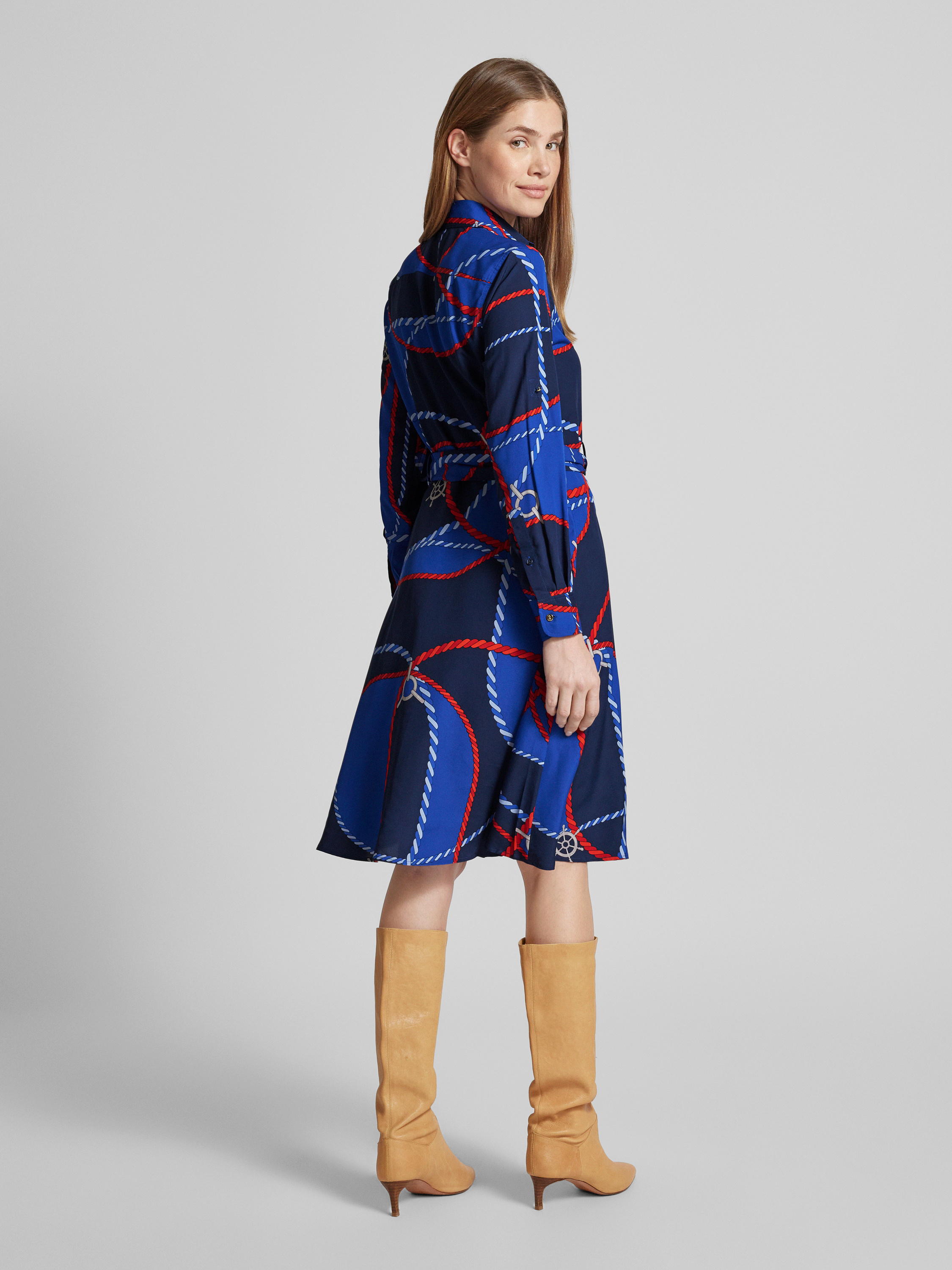 Lauren Ralph Lauren Knielange jurk met strikceintuur, model 'KARALYNN ...