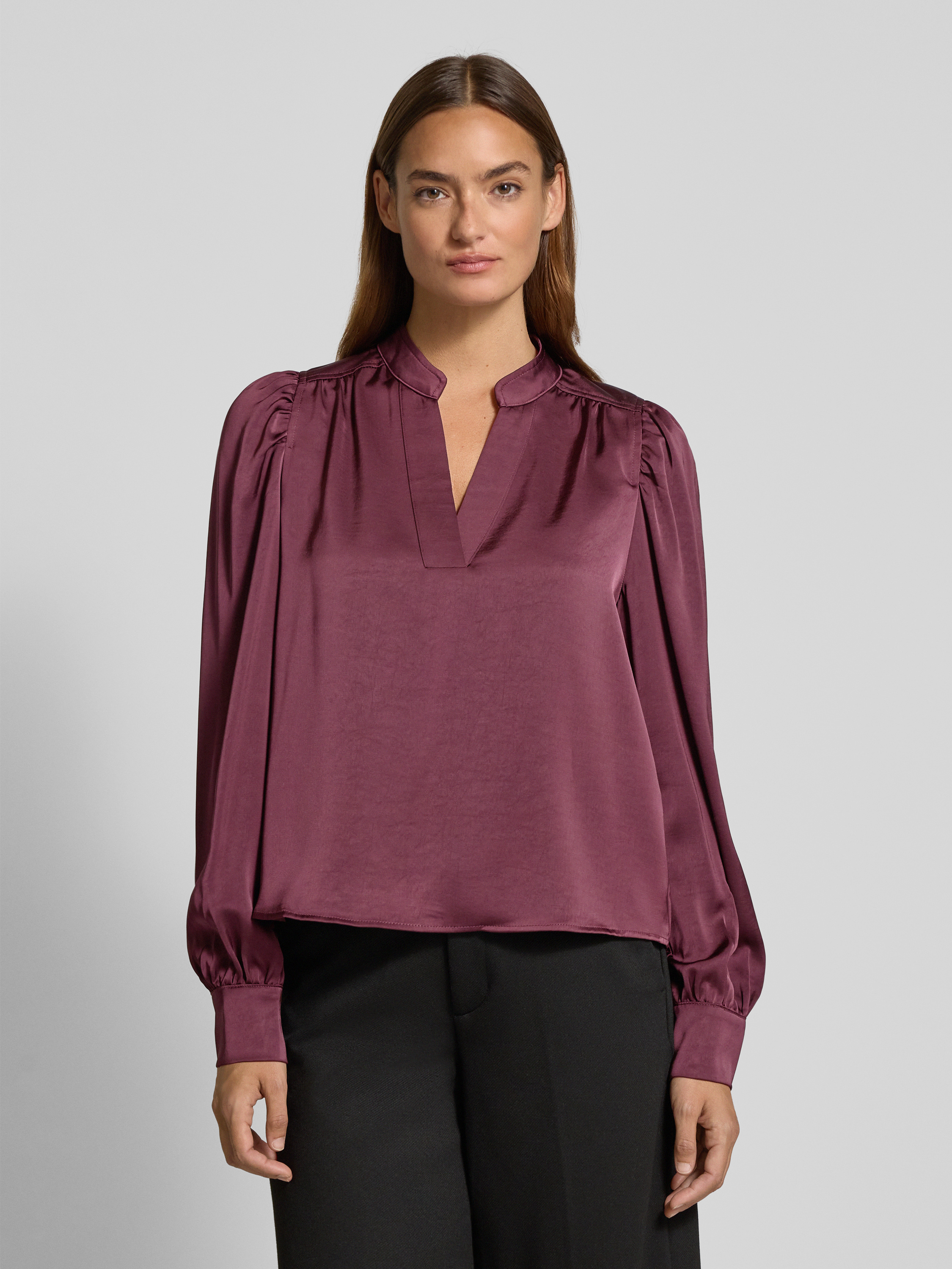 Neo Noir Blouseshirt met V-hals, model 'Rosslyn' in bordeaux online ...