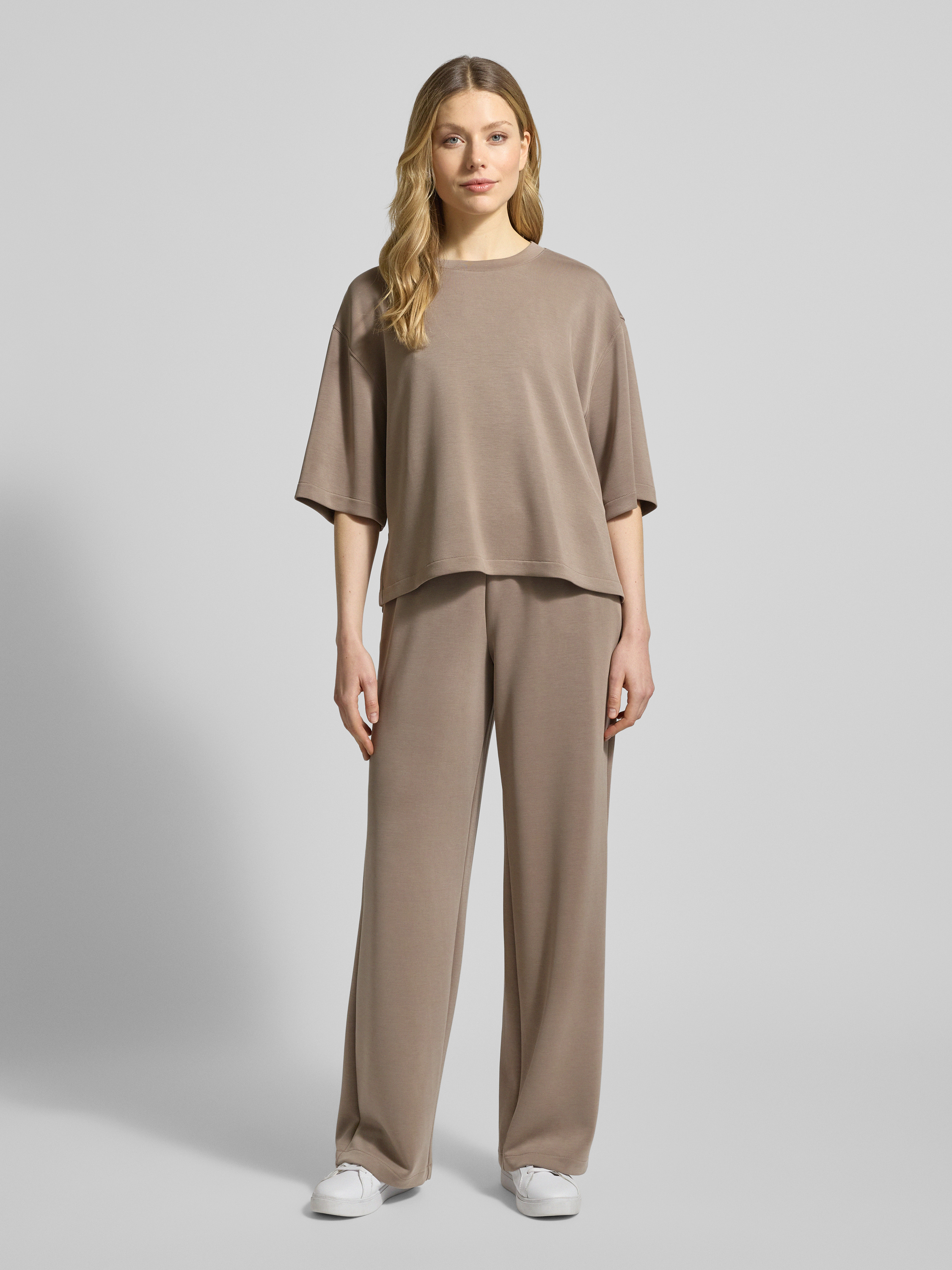 Jake*s Casual Broek van Modalmix met elastisch band in taupe online ...