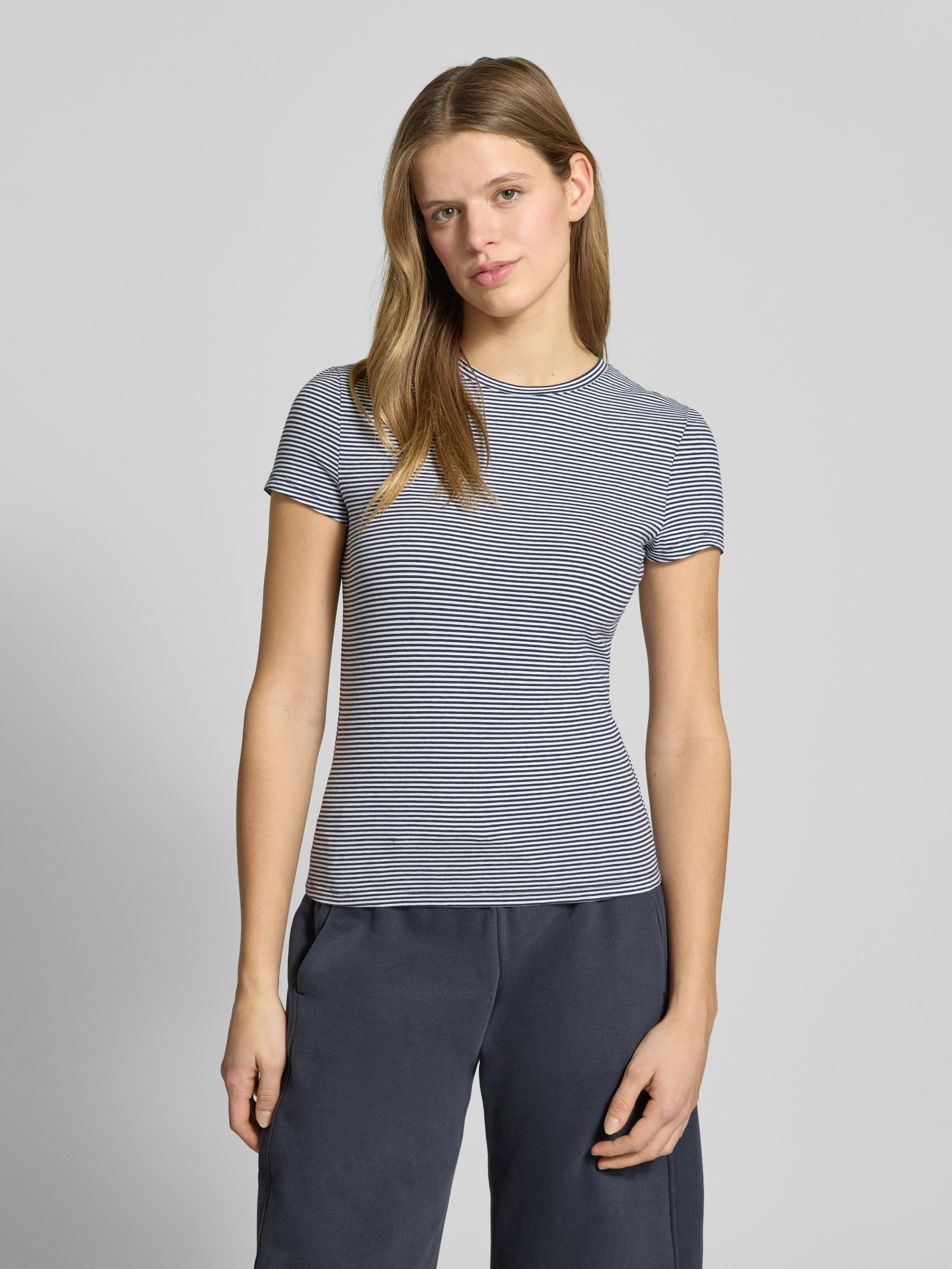 Review Slim Fit T-Shirt aus Baumwoll-Mix (dunkelblau) online kaufen