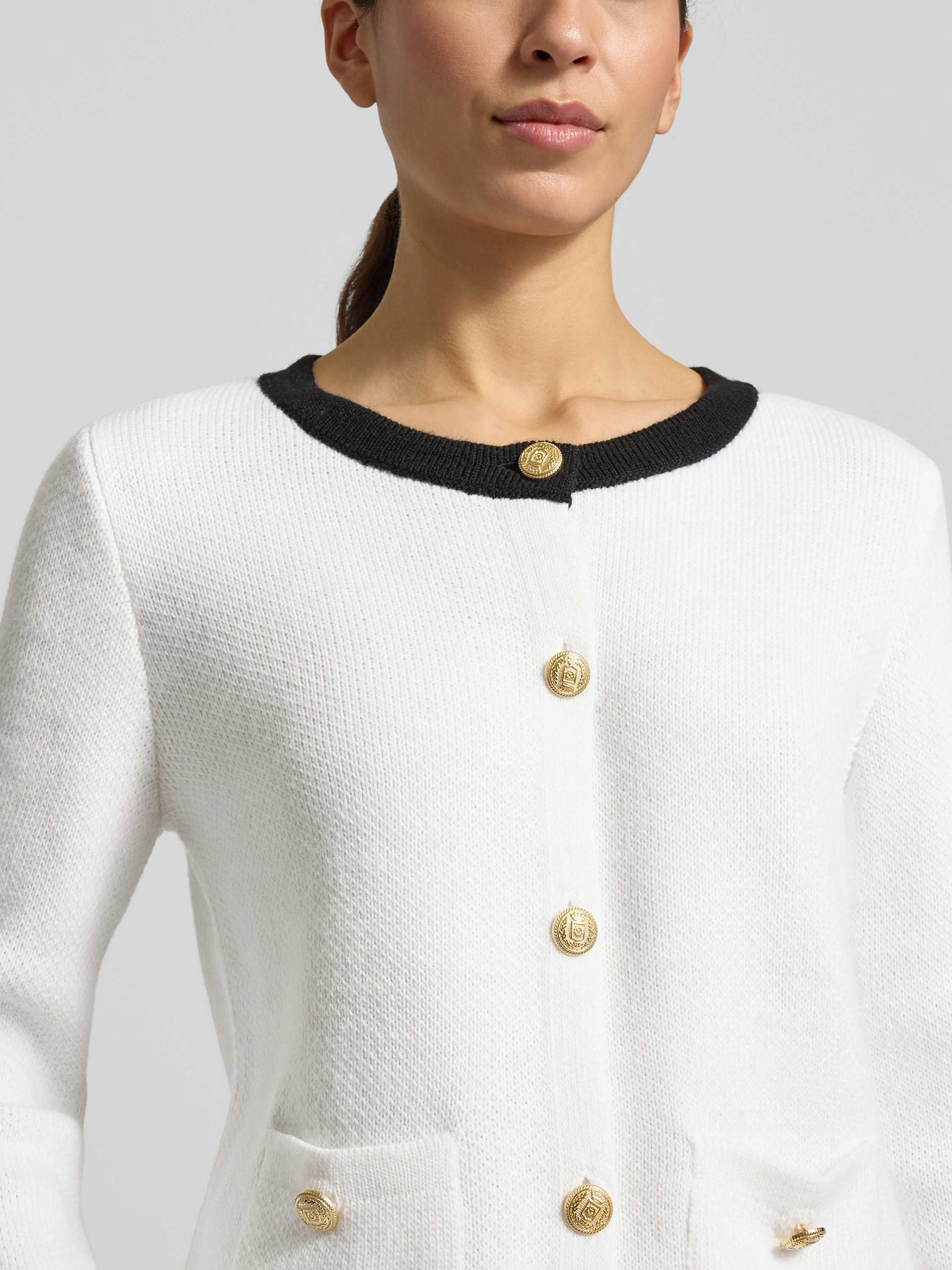 More & More Slim Fit Strickjacke mit Woll-Anteil (offwhite) online kaufen