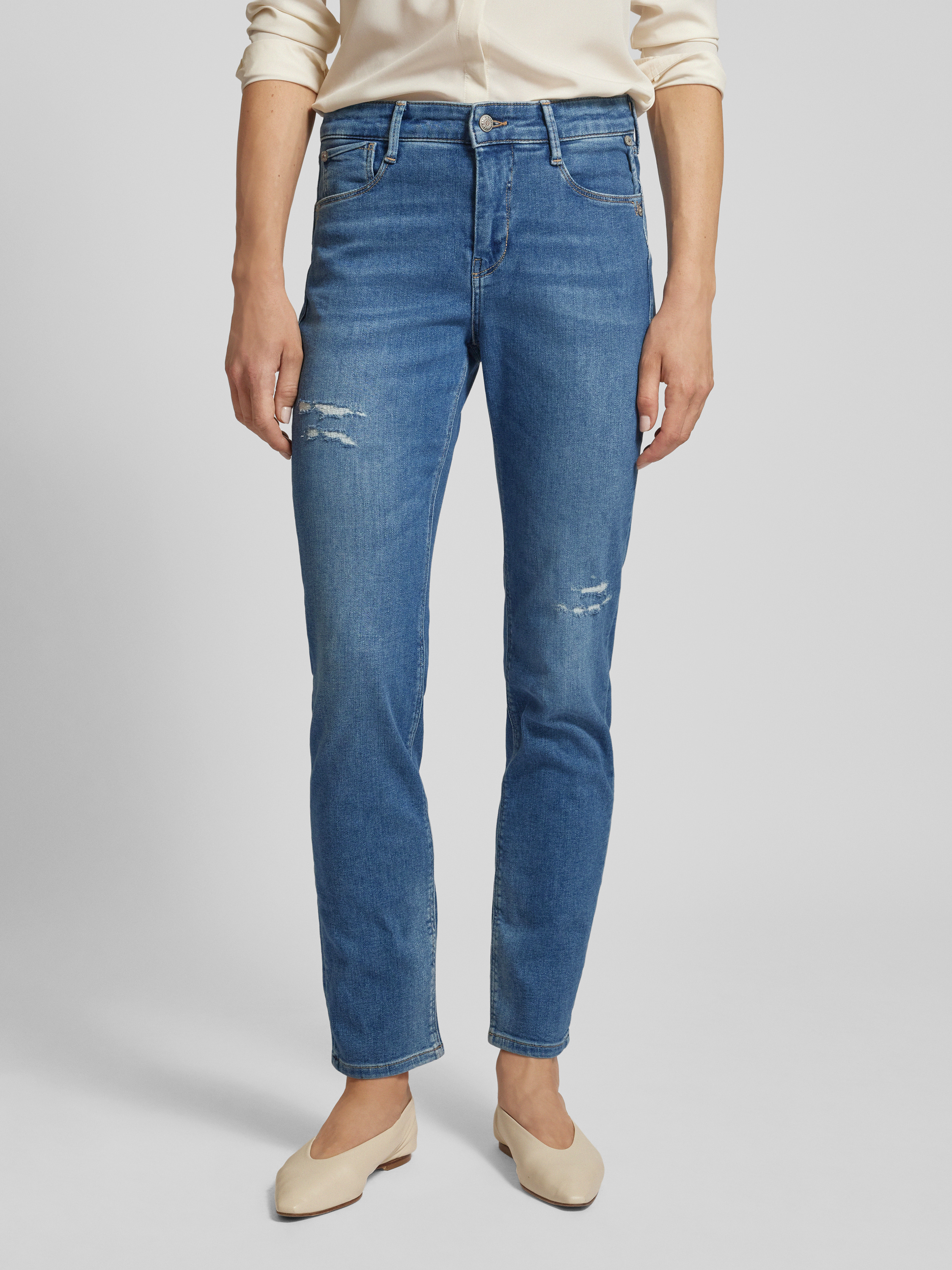 MAC Slim Fit Used-Look-Jeans Modell 'California' (blau) online kaufen