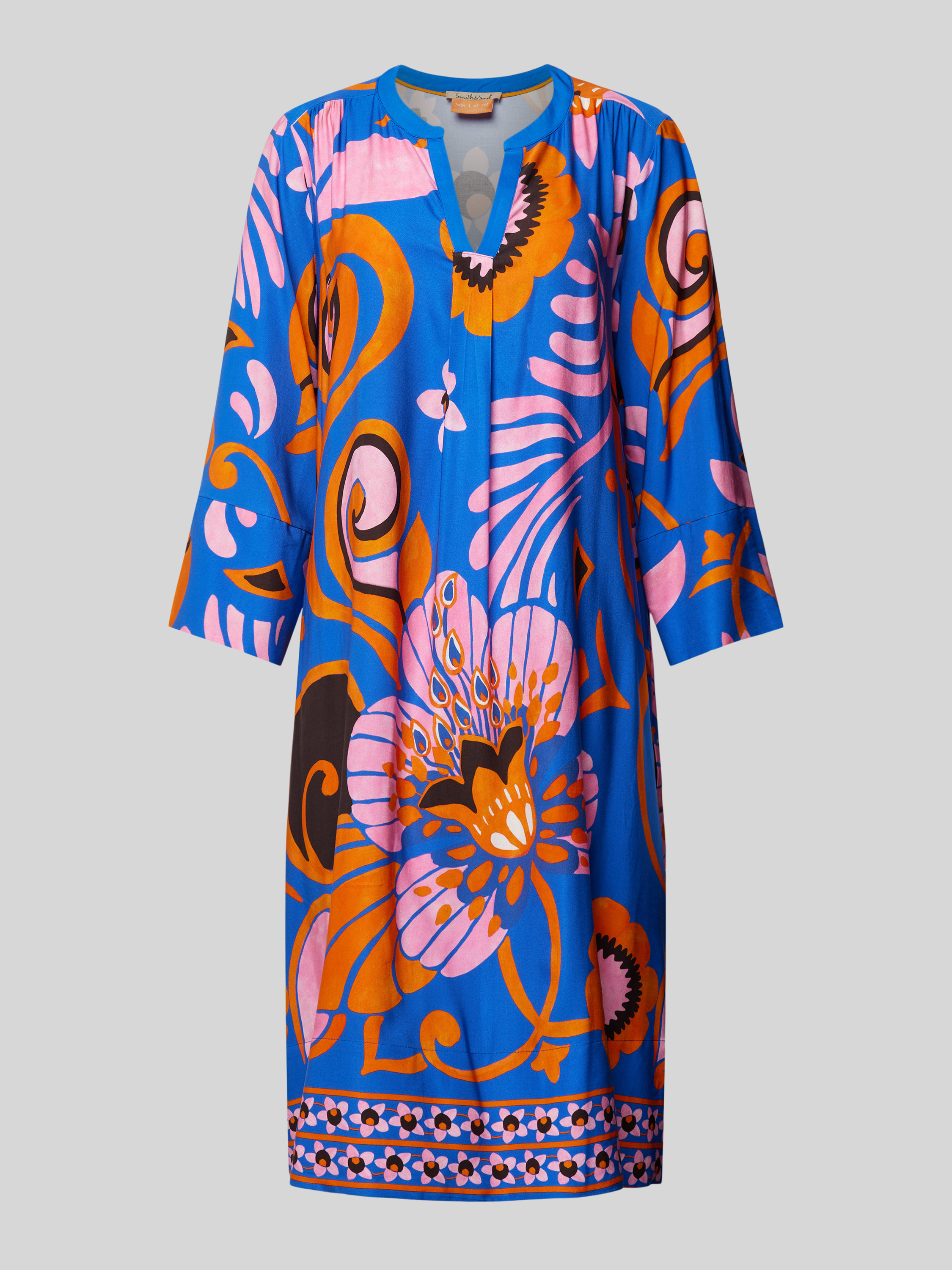 Smith and Soul Jurk van viscose met all-over motief in blauw online ...