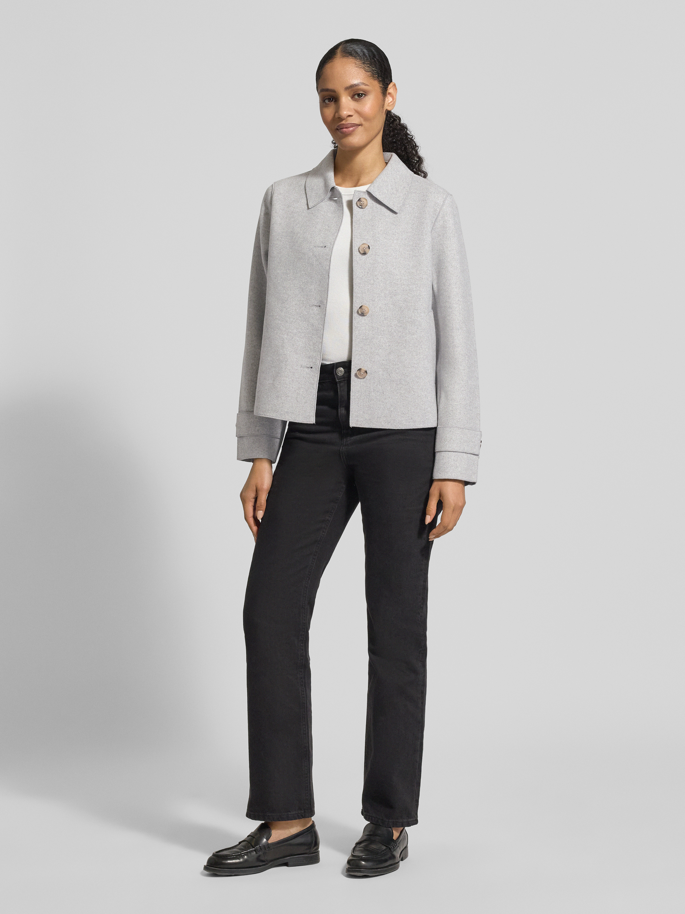 Vila Jack met platte kraag, model 'Juice in lichtgrijs online kopen | P&C