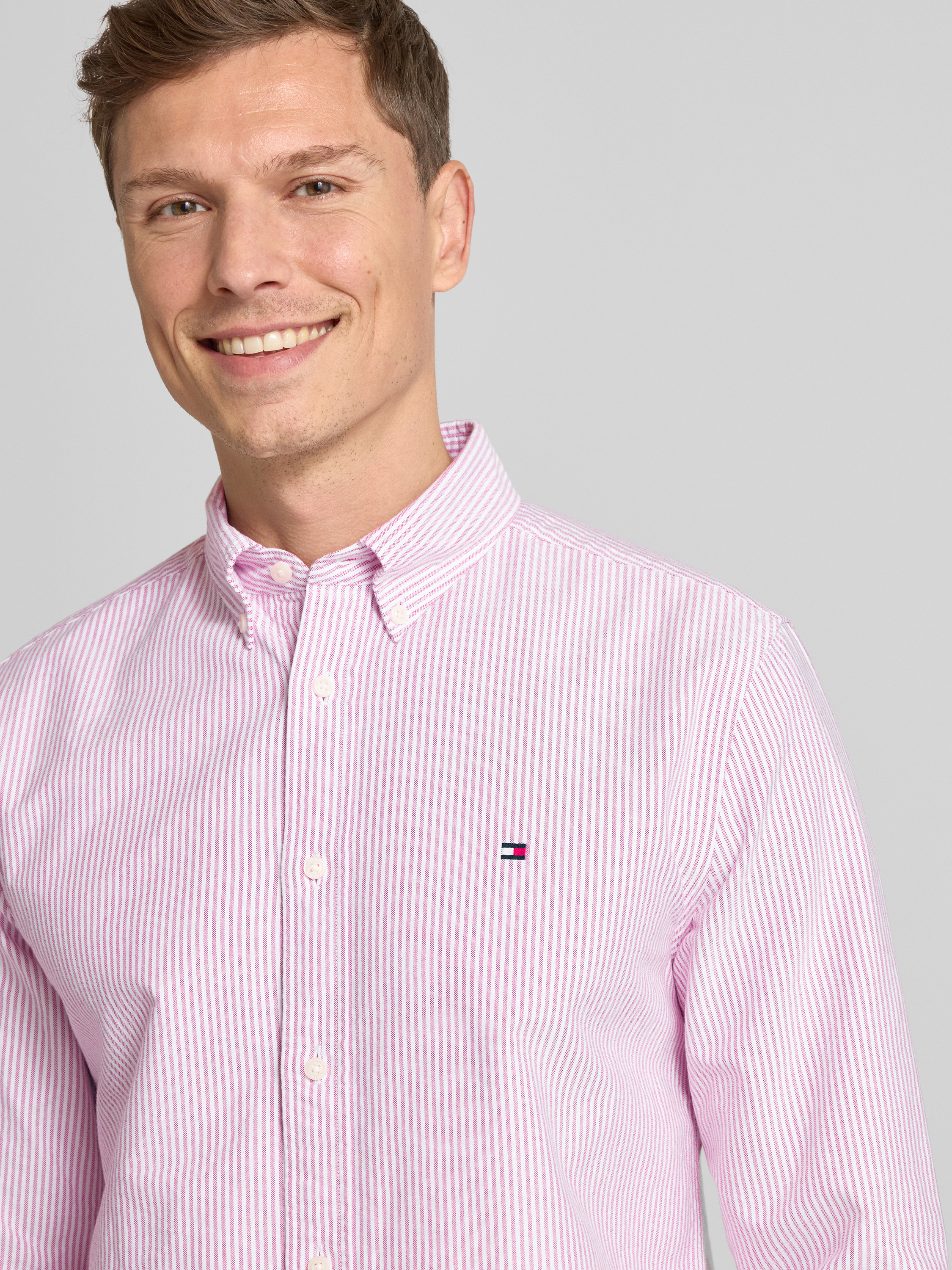 Tommy Hilfiger Regular fit zakelijk overhemd van puur katoen in rood ...
