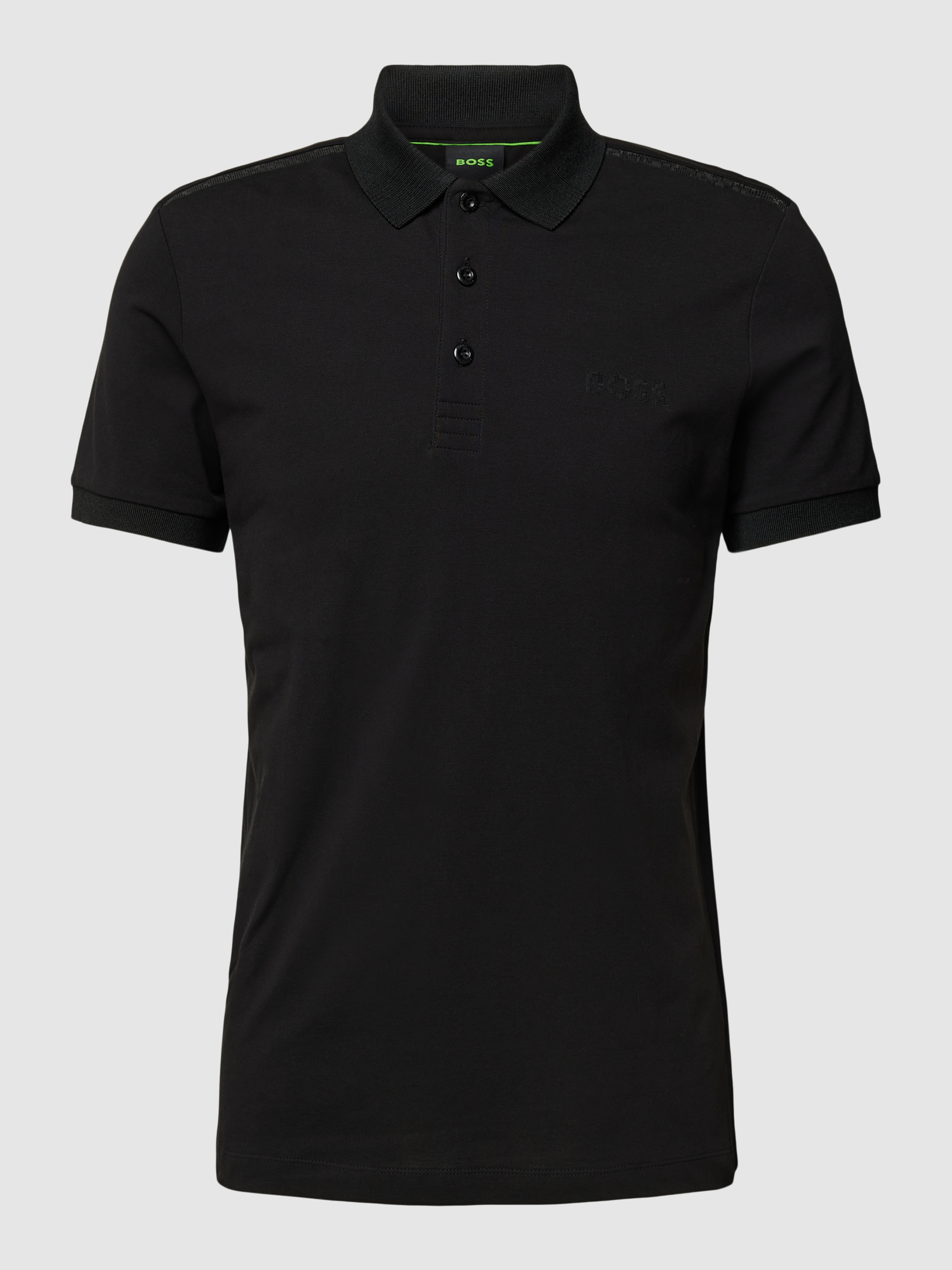 BOSS Green Poloshirt met labelprint, model 'Paule Mirror' in zwart online kopen | P&C