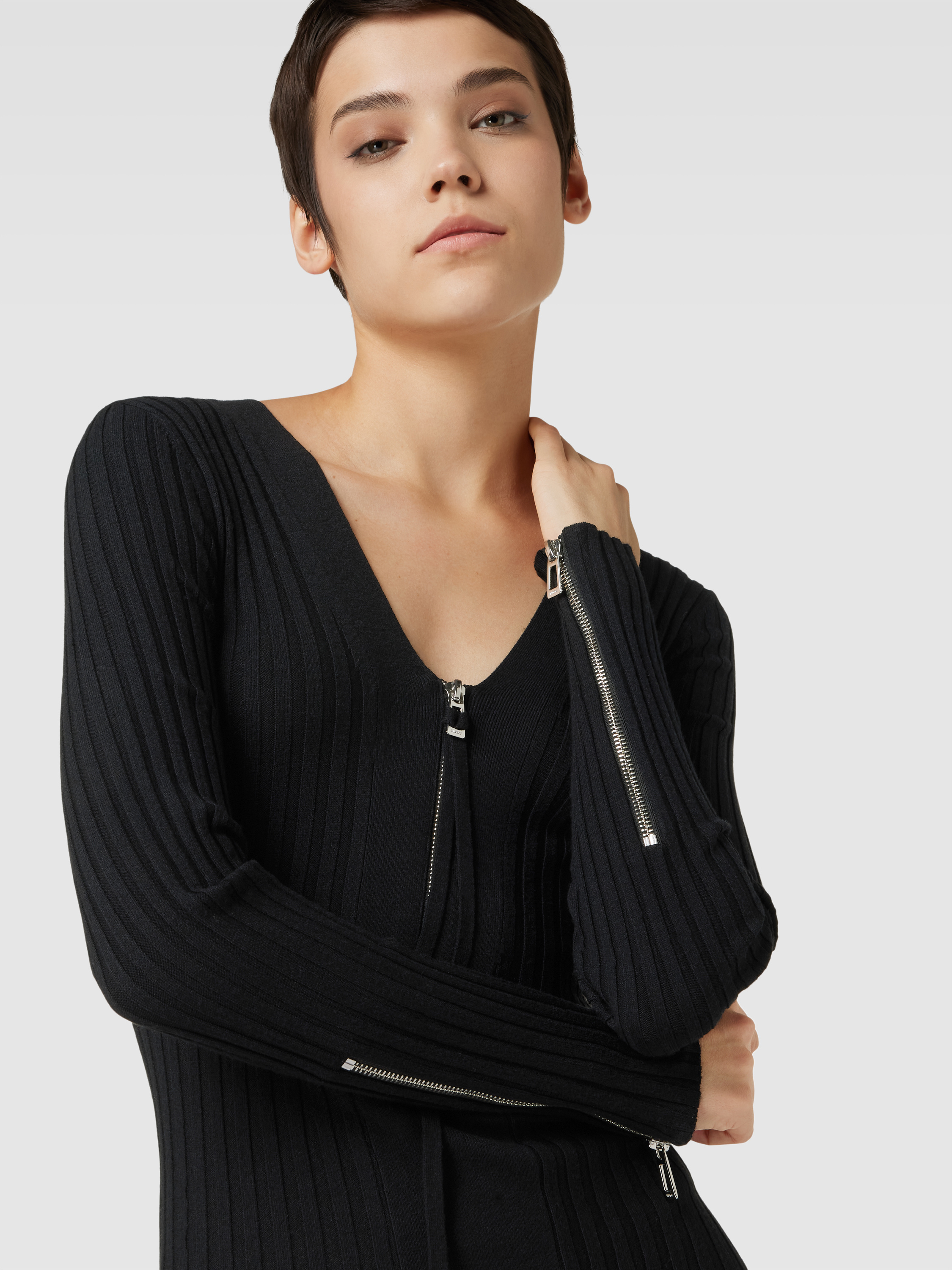 HUGO Strickkleid in Ripp-Optik Modell 'Slevett' (black) online kaufen