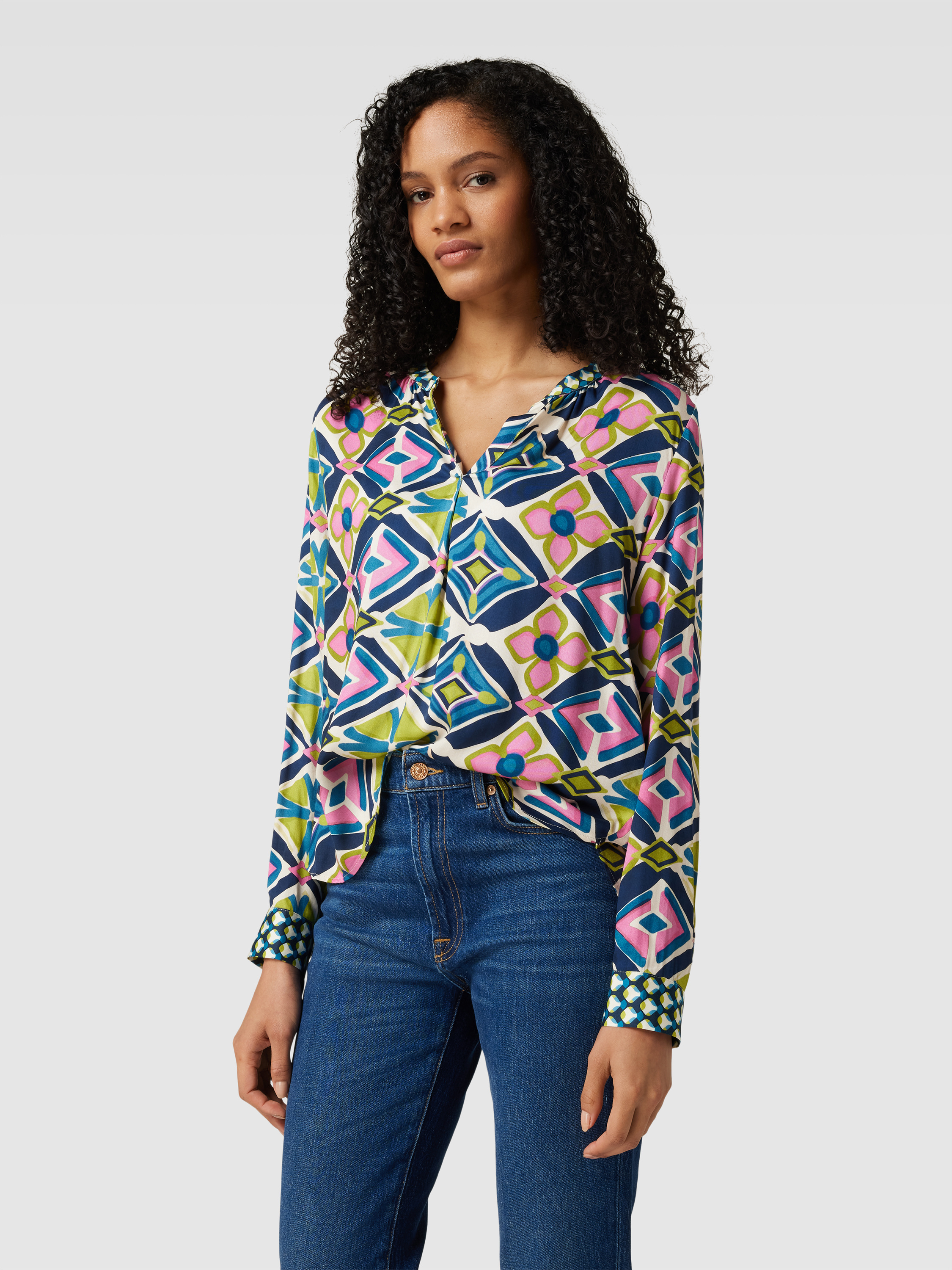 Milano Italy Bluse mit Allover-Muster (hellgruen) online kaufen