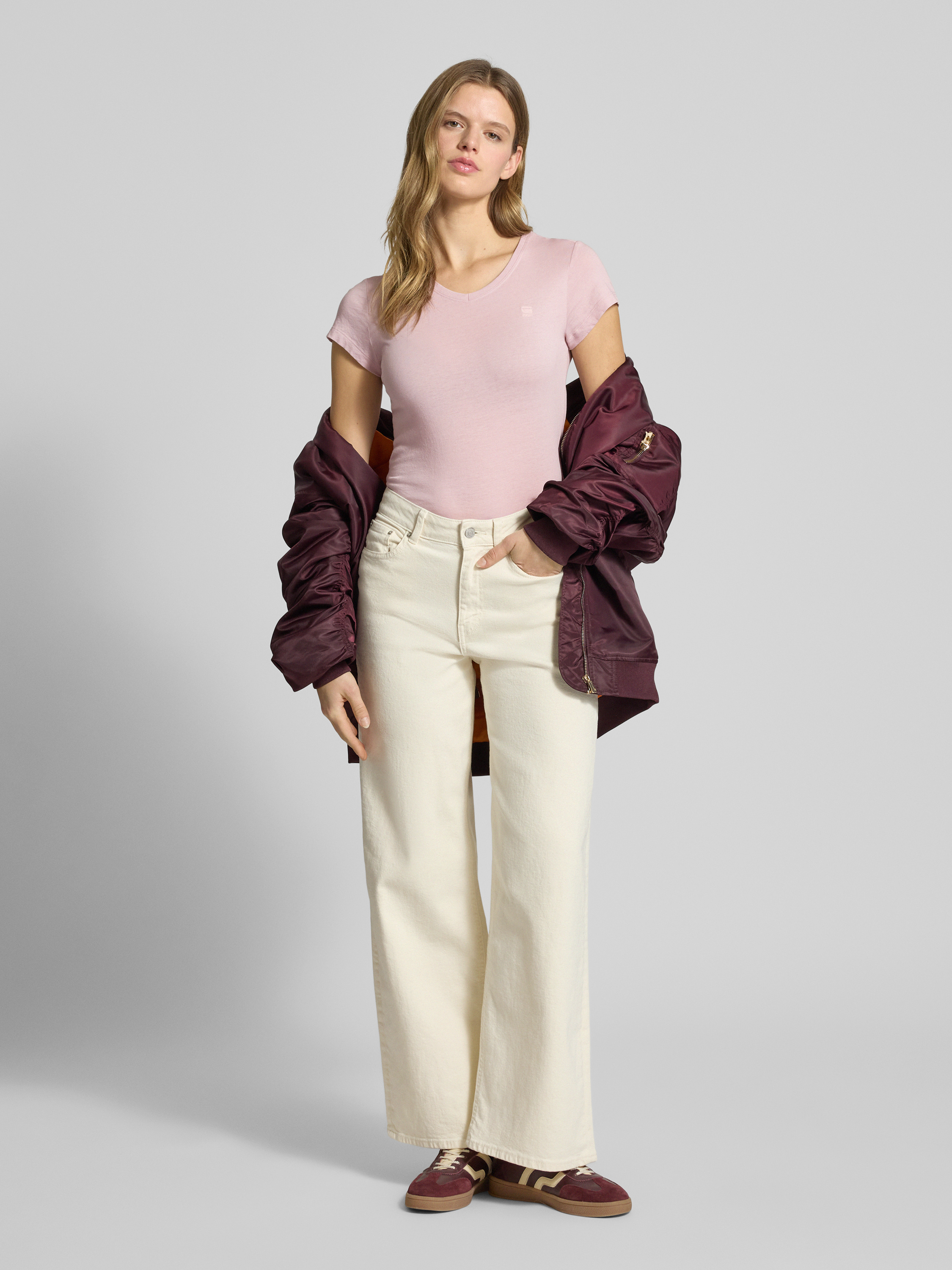 G-Star Raw T-Shirt mit Label-Stitching (hellrosa) online kaufen