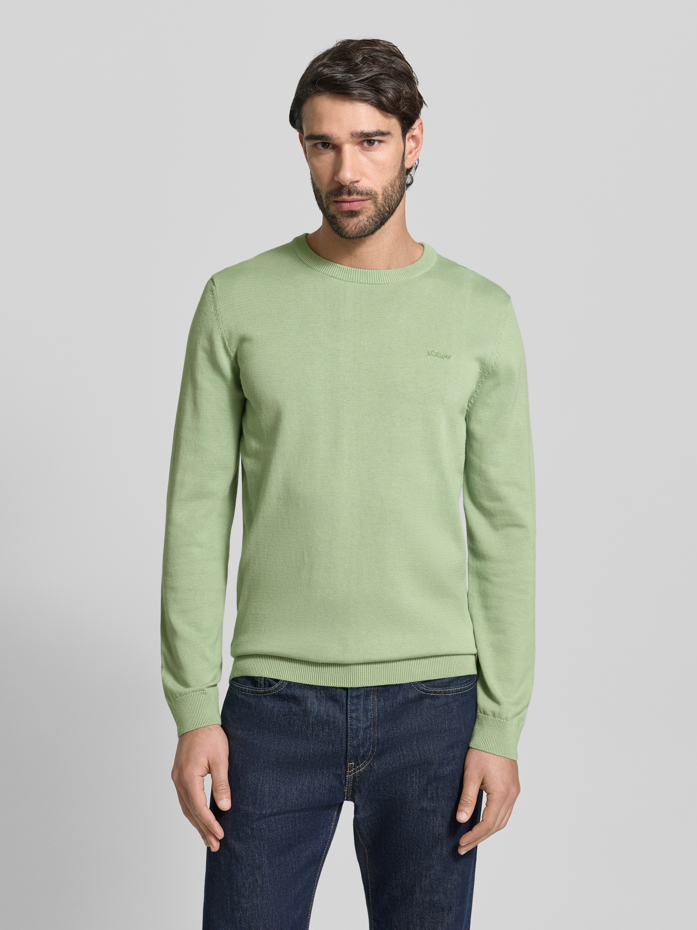 s.Oliver RED LABEL Regular fit pullover van puur katoen in lichtgroen ...