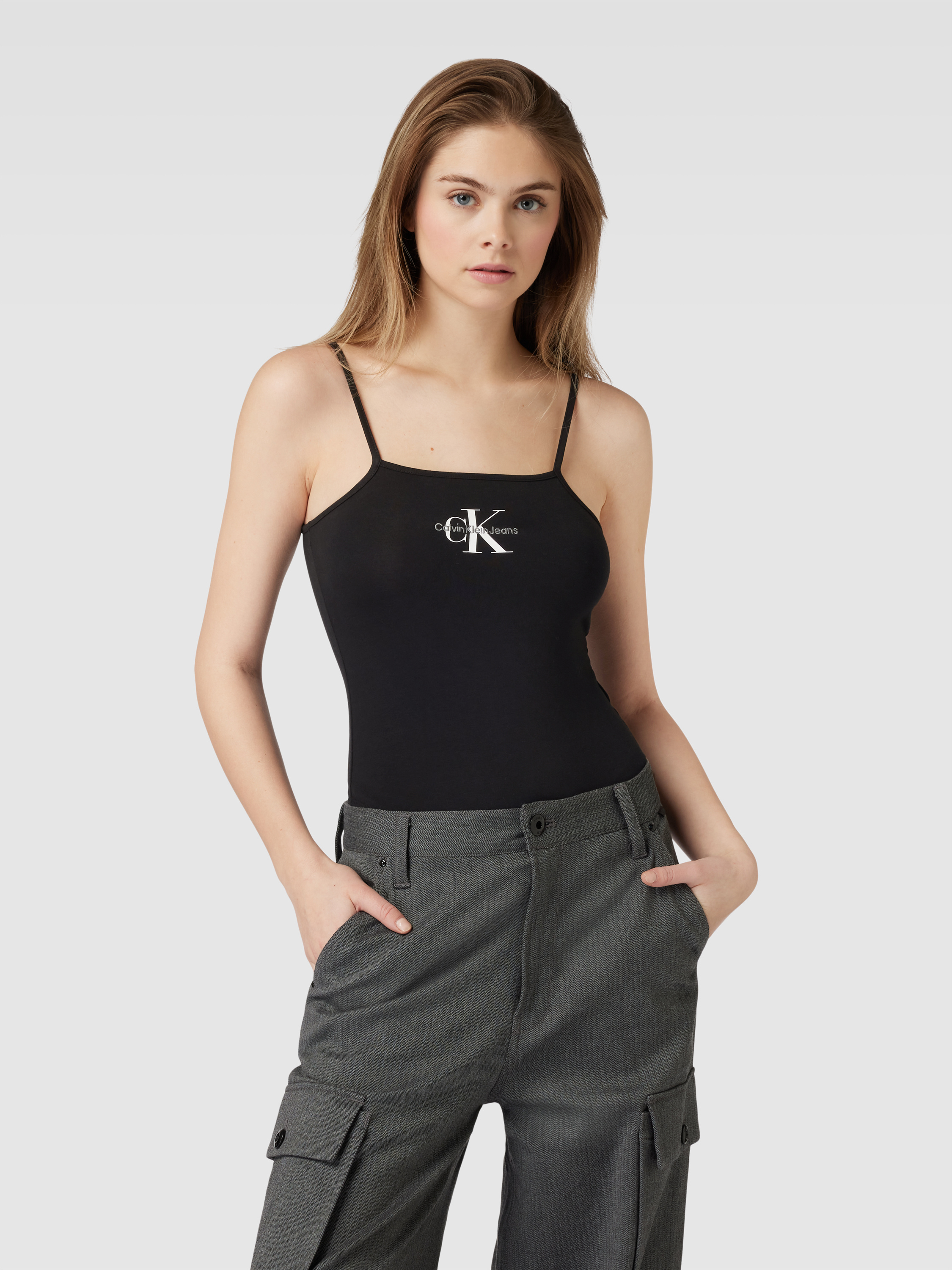 Calvin Klein Jeans Body mit Label-Print (black) online kaufen