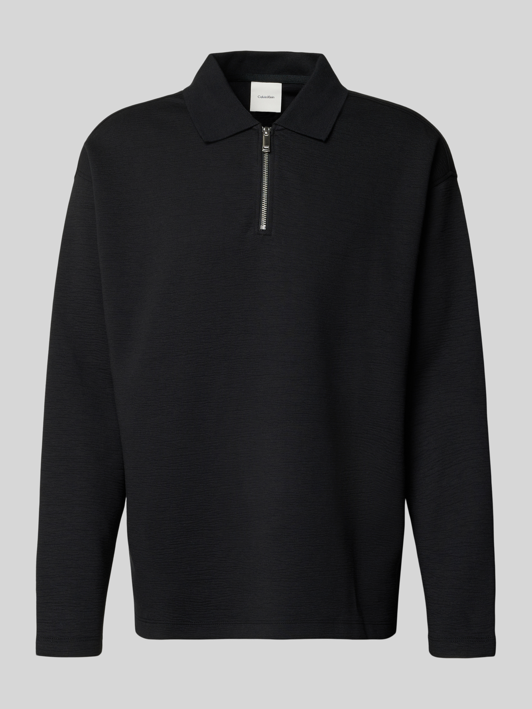CK Calvin Klein Sweatshirt met polokraag en ritssluiting in zwart ...