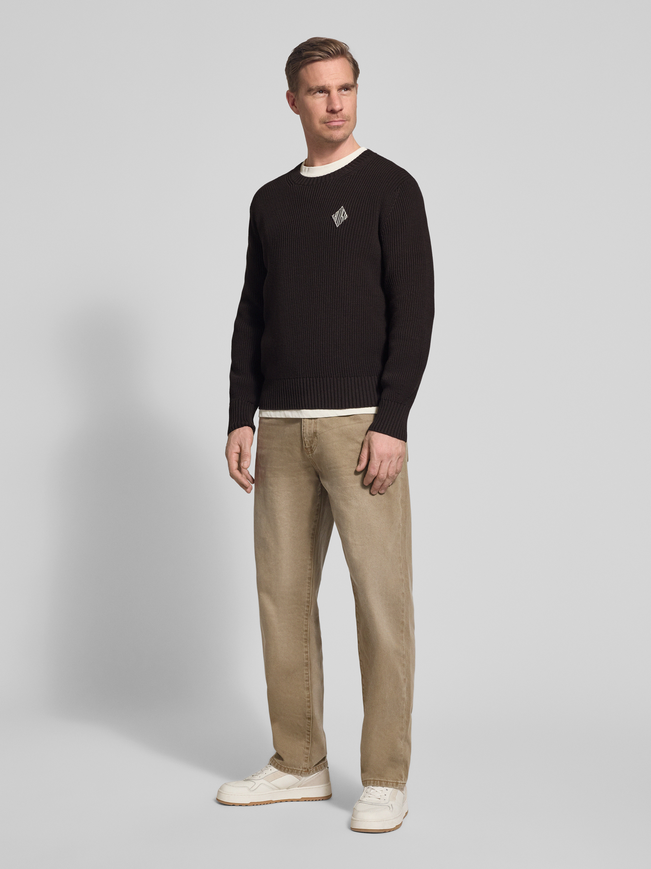 Kup online Lacoste Sweter o kroju regular fit z mieszanki bawełny model ...