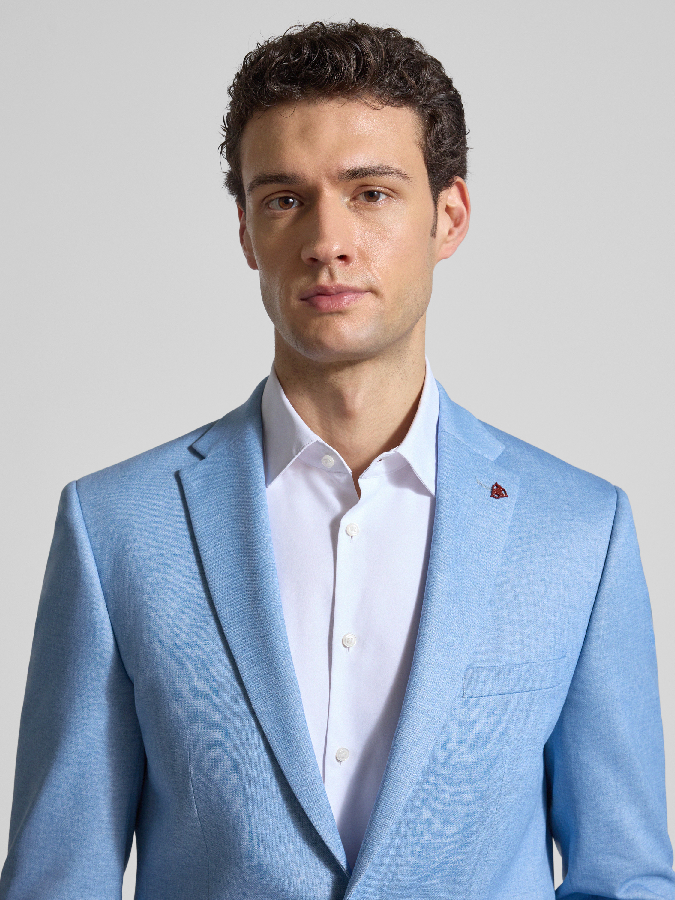 Roy Robson slim fit pak met reverskraag en strijkvouw in lichtblauw ...