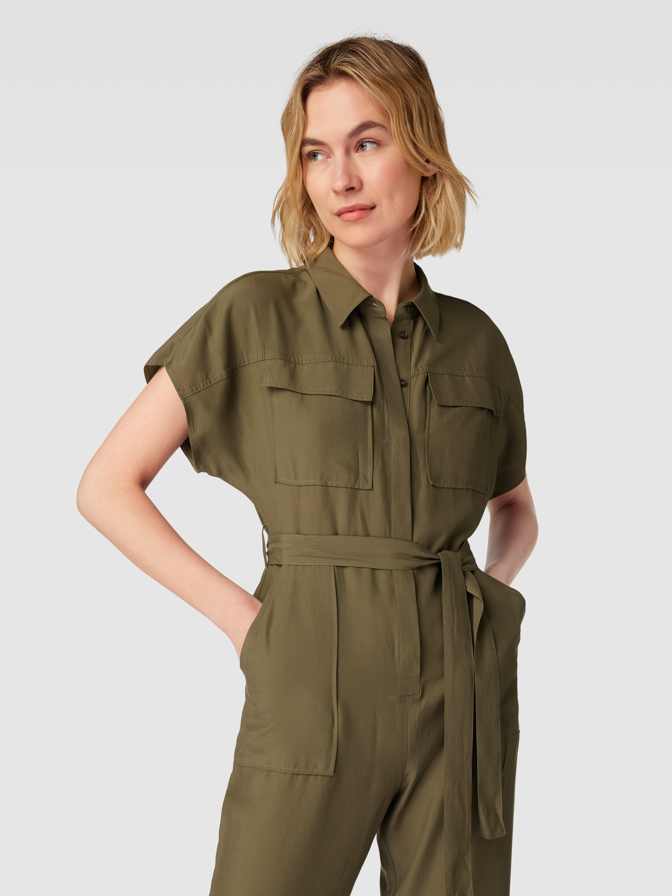 Mango Jumpsuit mit Hemdblusenkragen (khaki) online kaufen