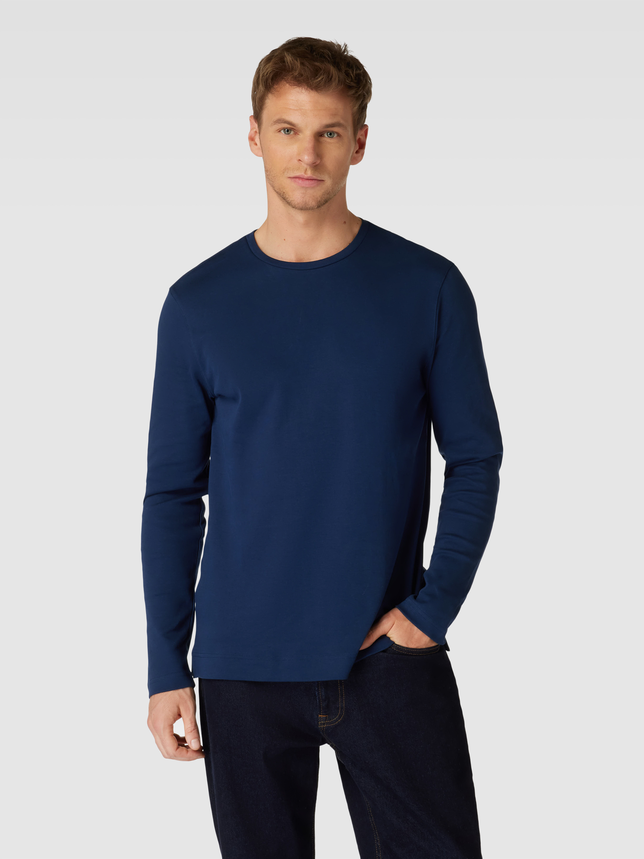 Christian Berg Men Longsleeve mit geripptem Rundhalsausschnitt ...
