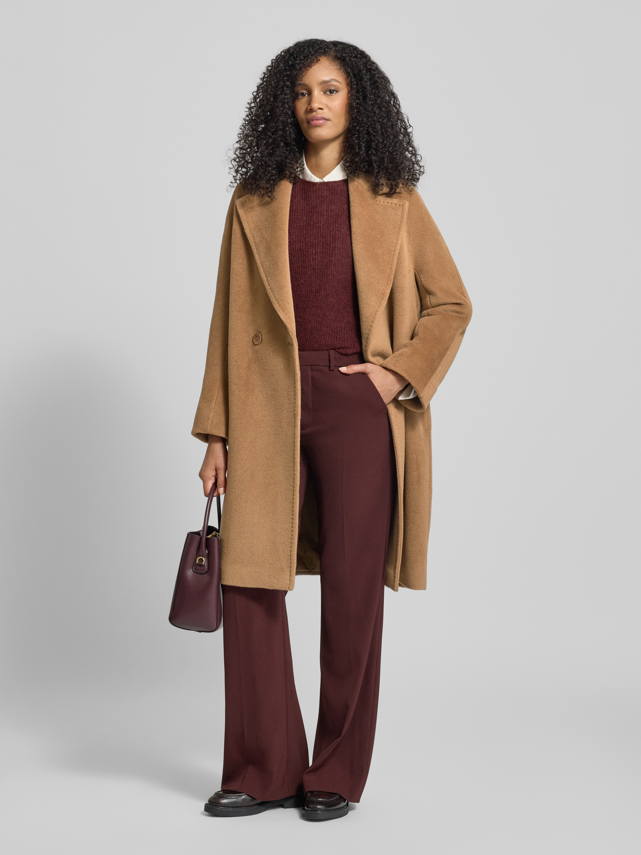 Max Mara Studio Regular fit lange wollen jas van alpacamix, model ...