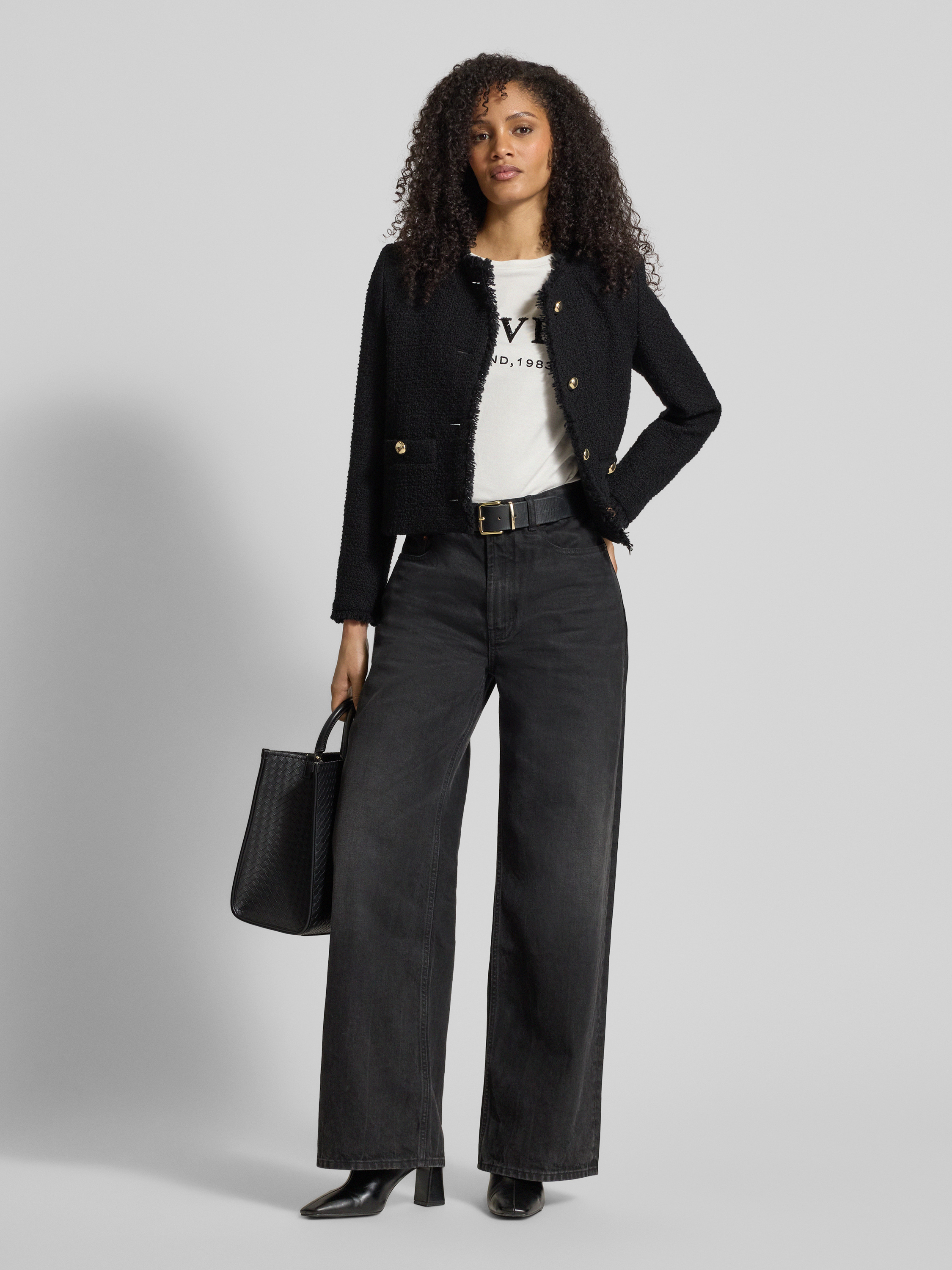 Weekend Max Mara Slim Fit Kurzblazer aus Schurwoll-Mix Modell 'AGAMI' (black) online kaufen